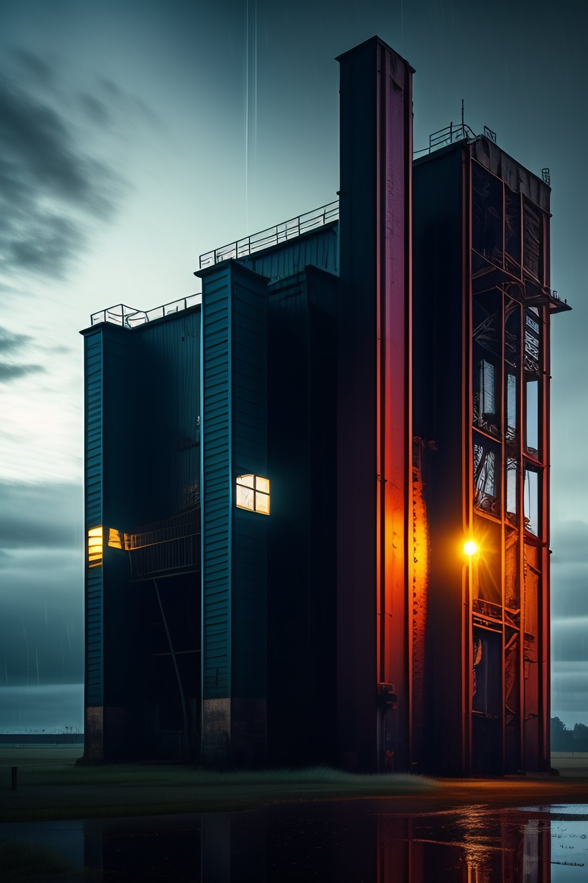 Lexica - A long abandoned Victorian factory on a rainy night, large ...