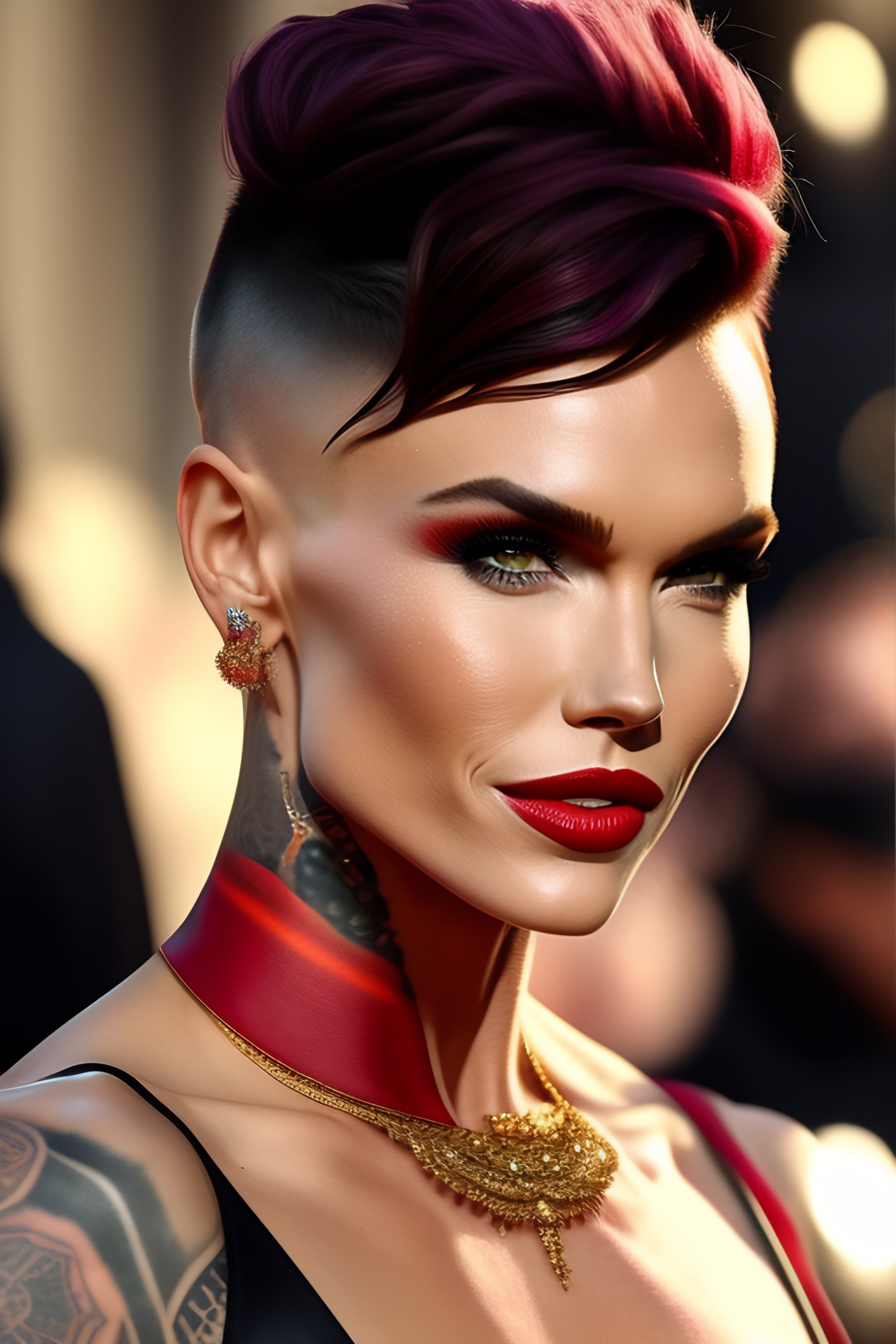 Lexica - Ruby Rose entire body tattooed from face to bottom foot