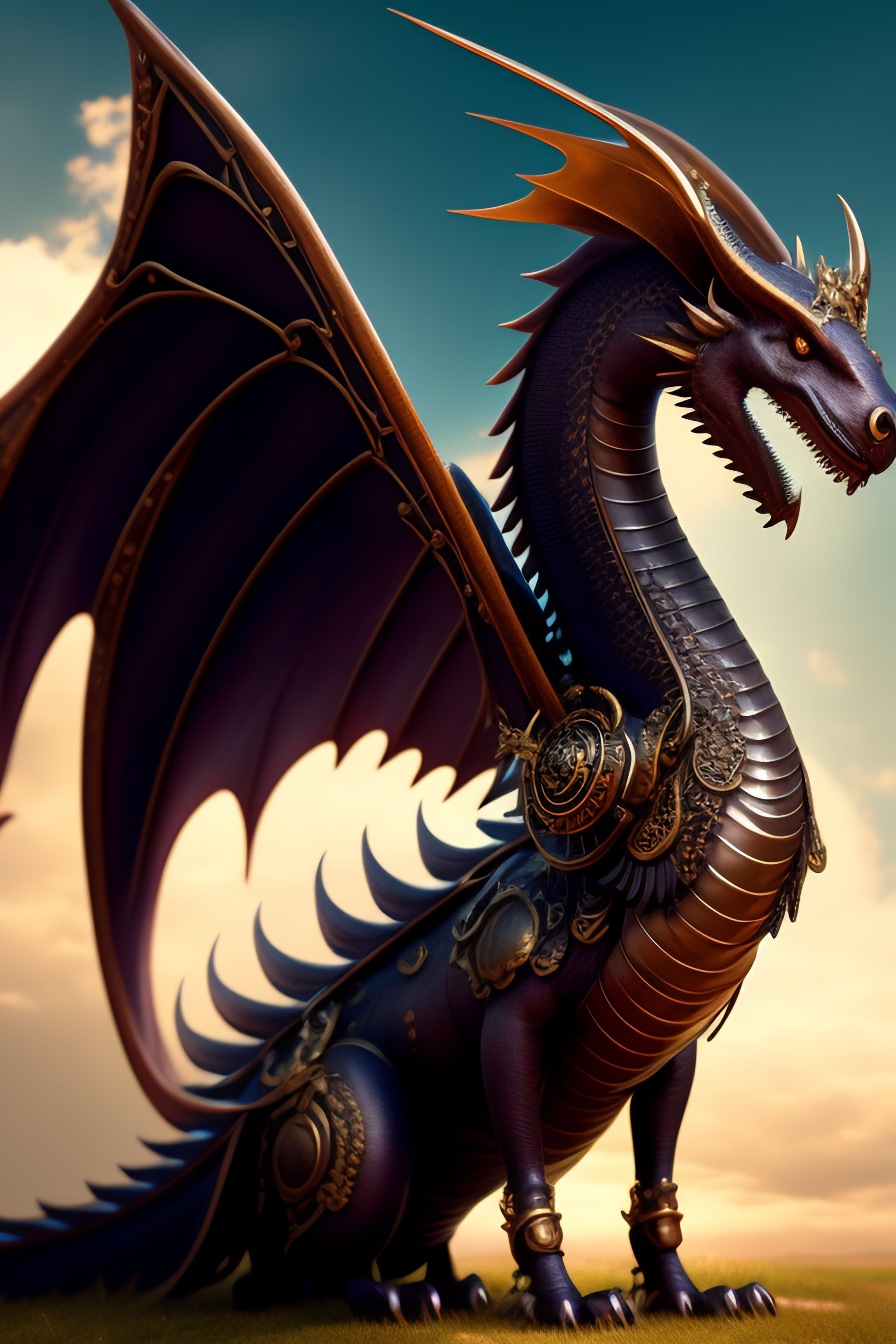 Lexica - A steampunk iron dragon with wings