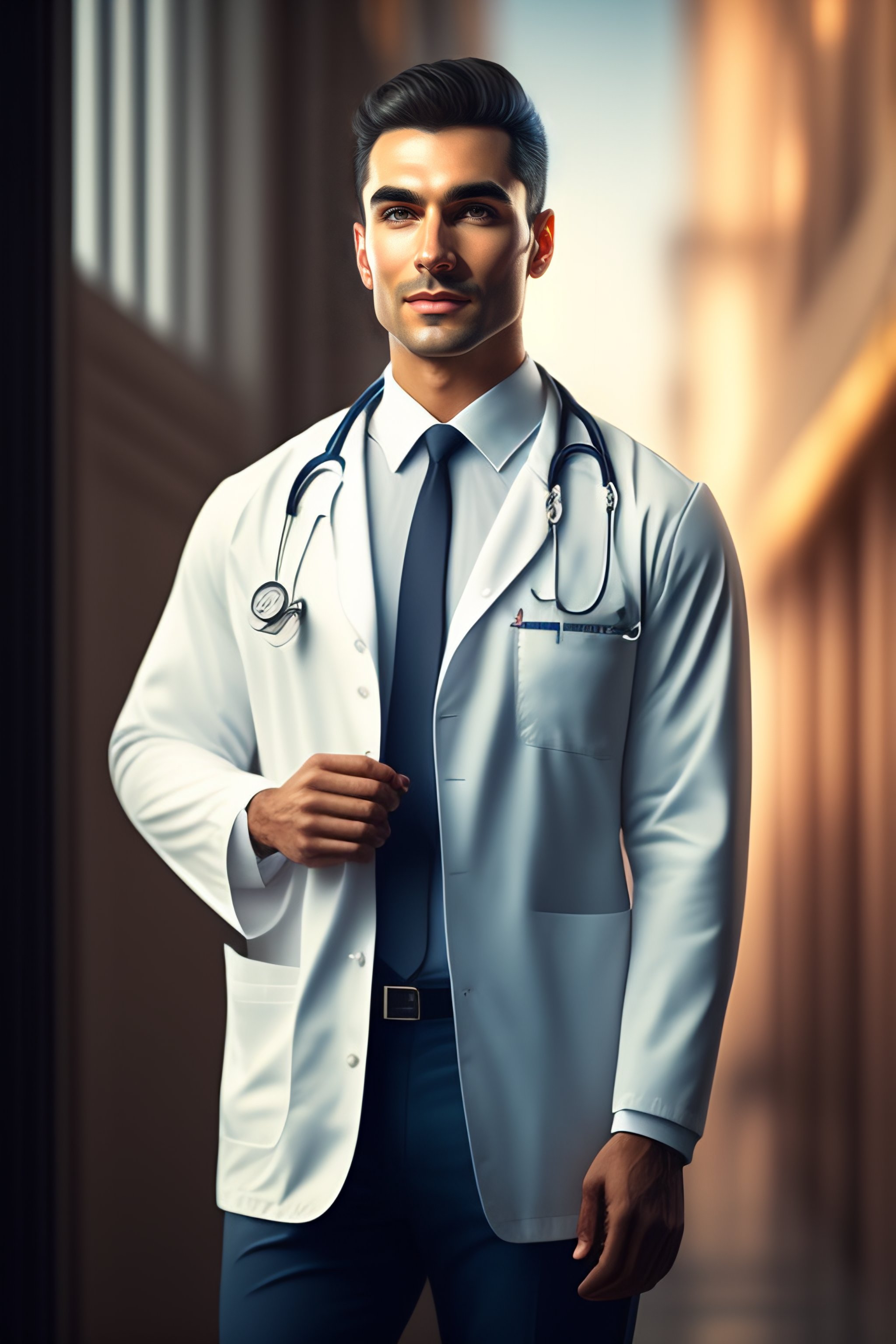 Lexica - Photo of a gorgeous young doctor wearing a doctors outfit in ...