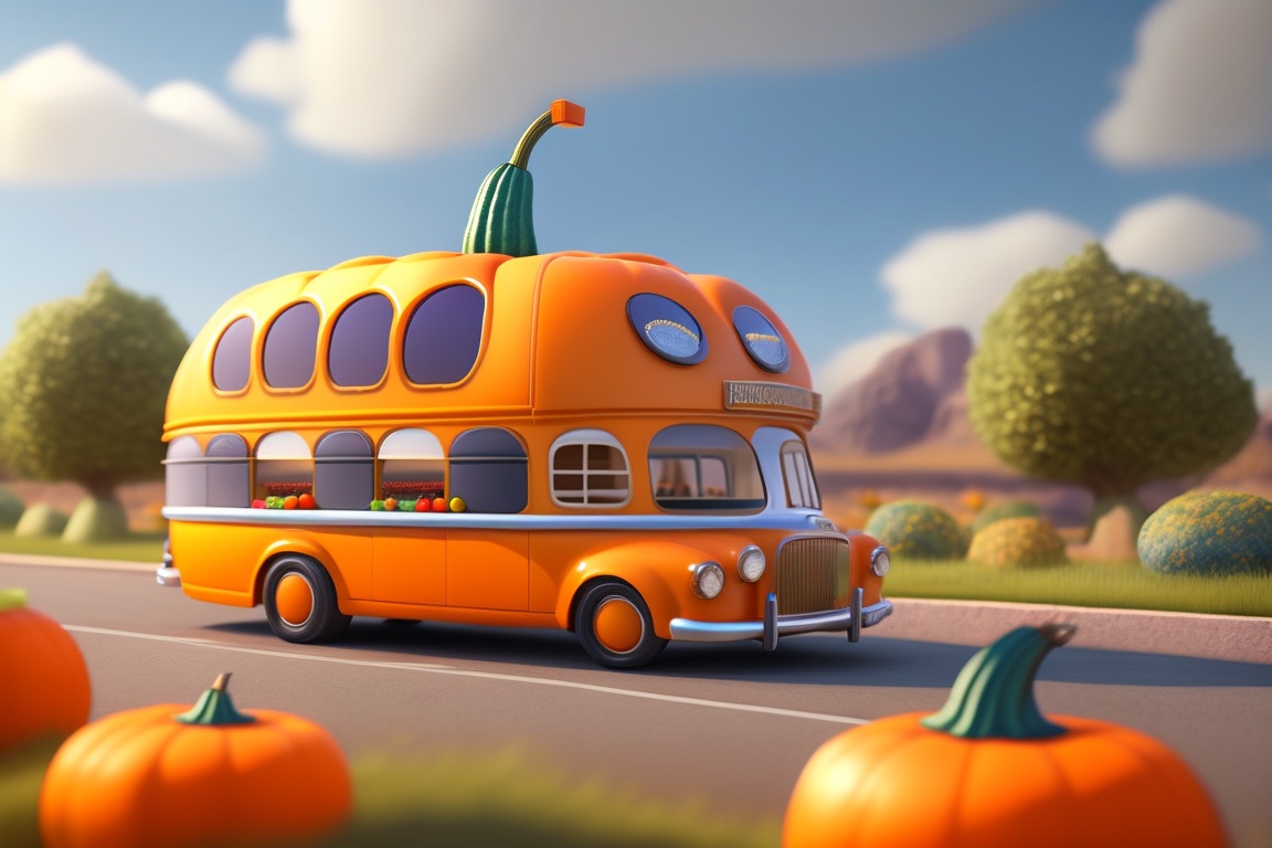 Lexica - Funny pumpkin bus with kids hyper-realistic, 8k, ultra hd ...