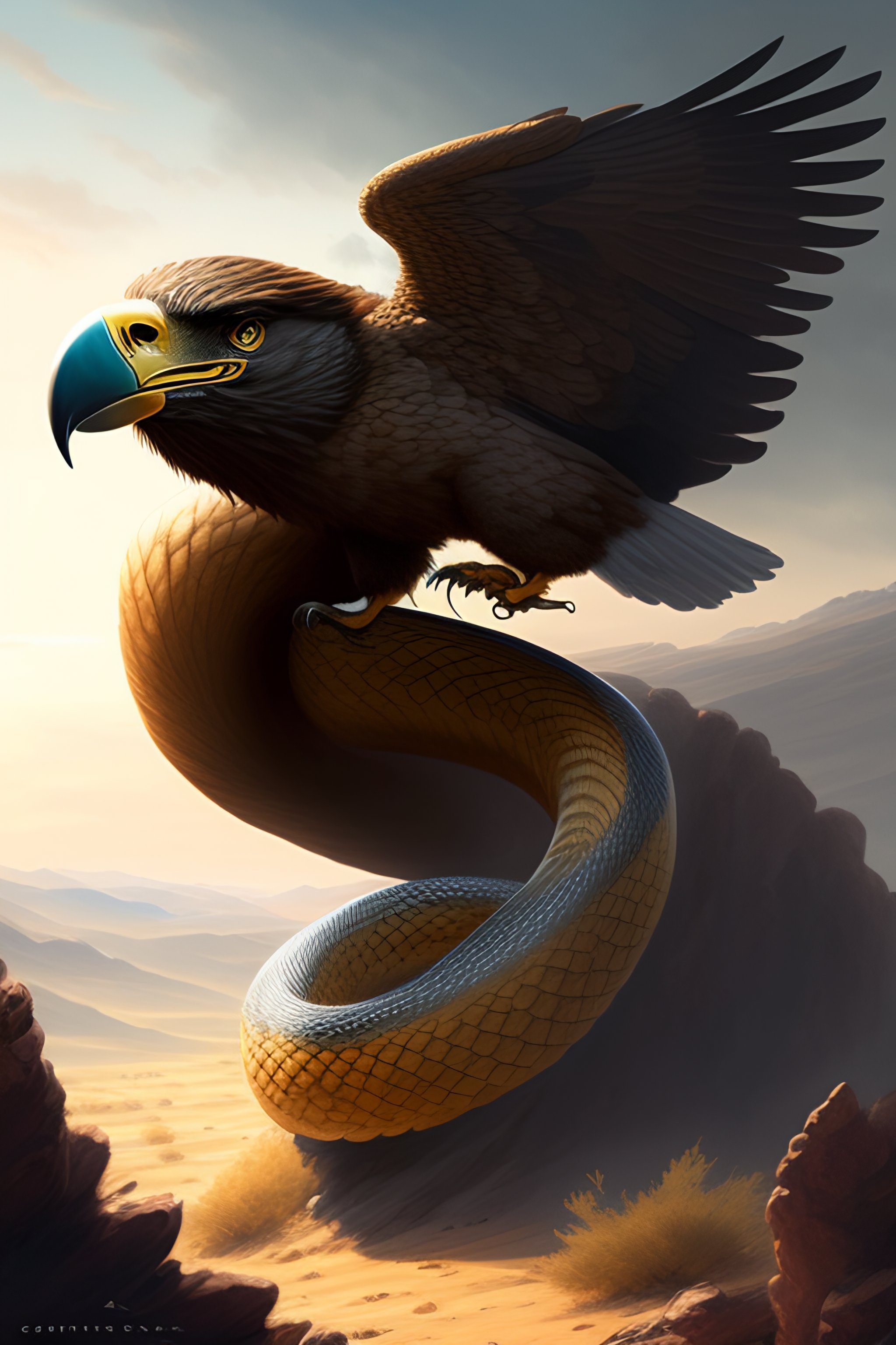 Lexica - Eagle crushing a snake greg rutkowski