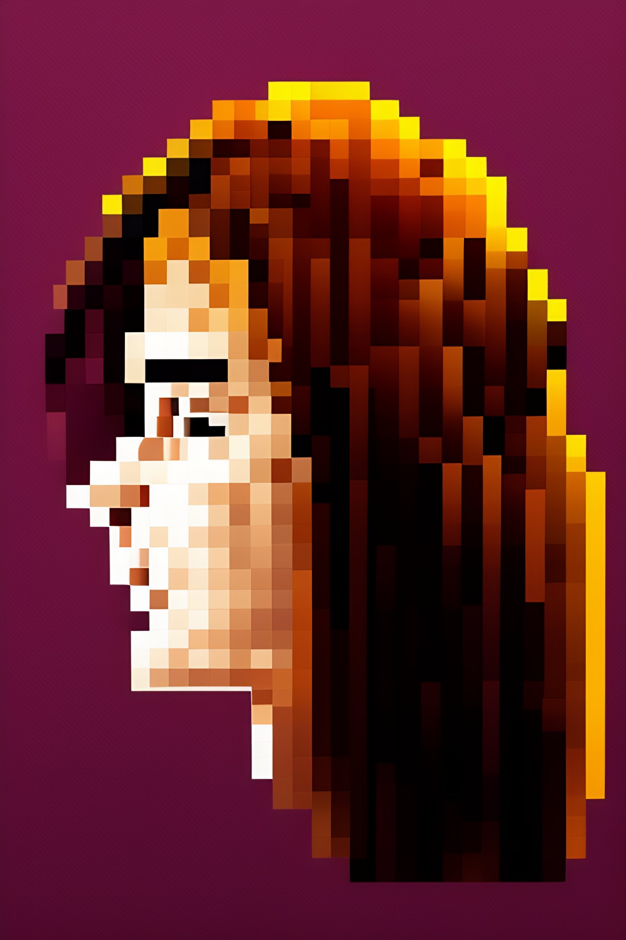 Lexica - Man with long curly hair curved face pixel art good definition
