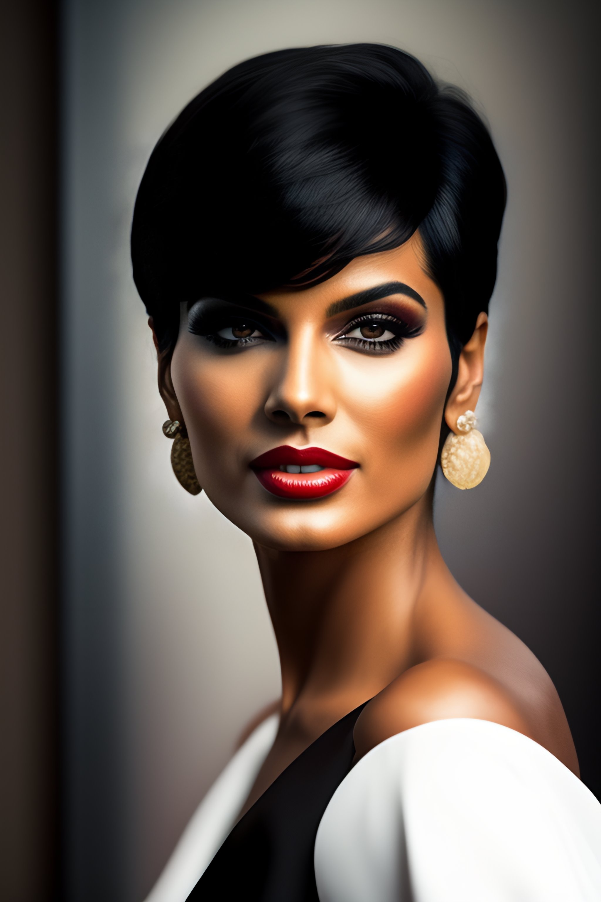 Lexica - Anglo-Indian woman in mid 30s, short straight black hair, like Taylor Swift, high ...