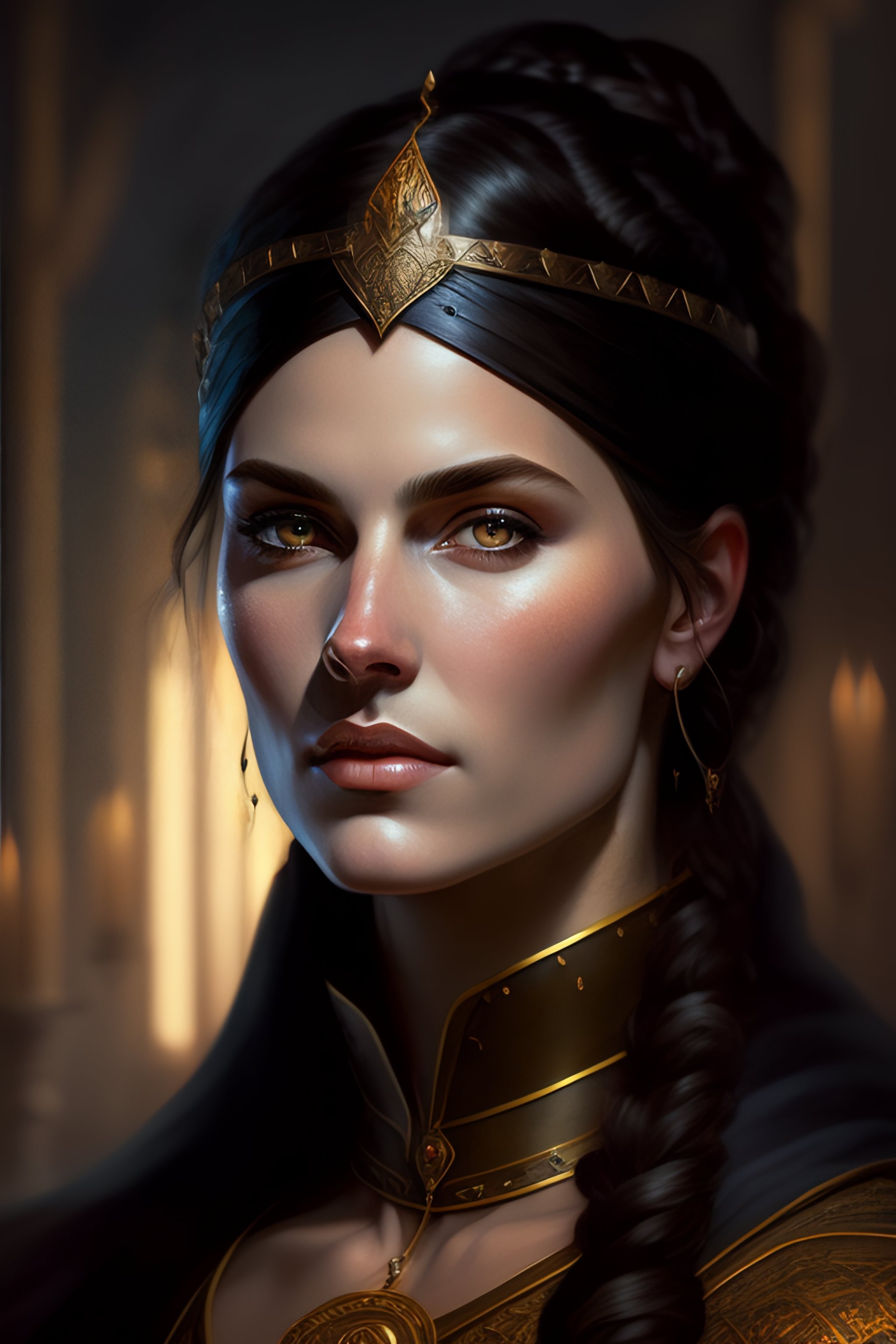 Lexica - Medieval portrait of a viking young woman queen dark short ...