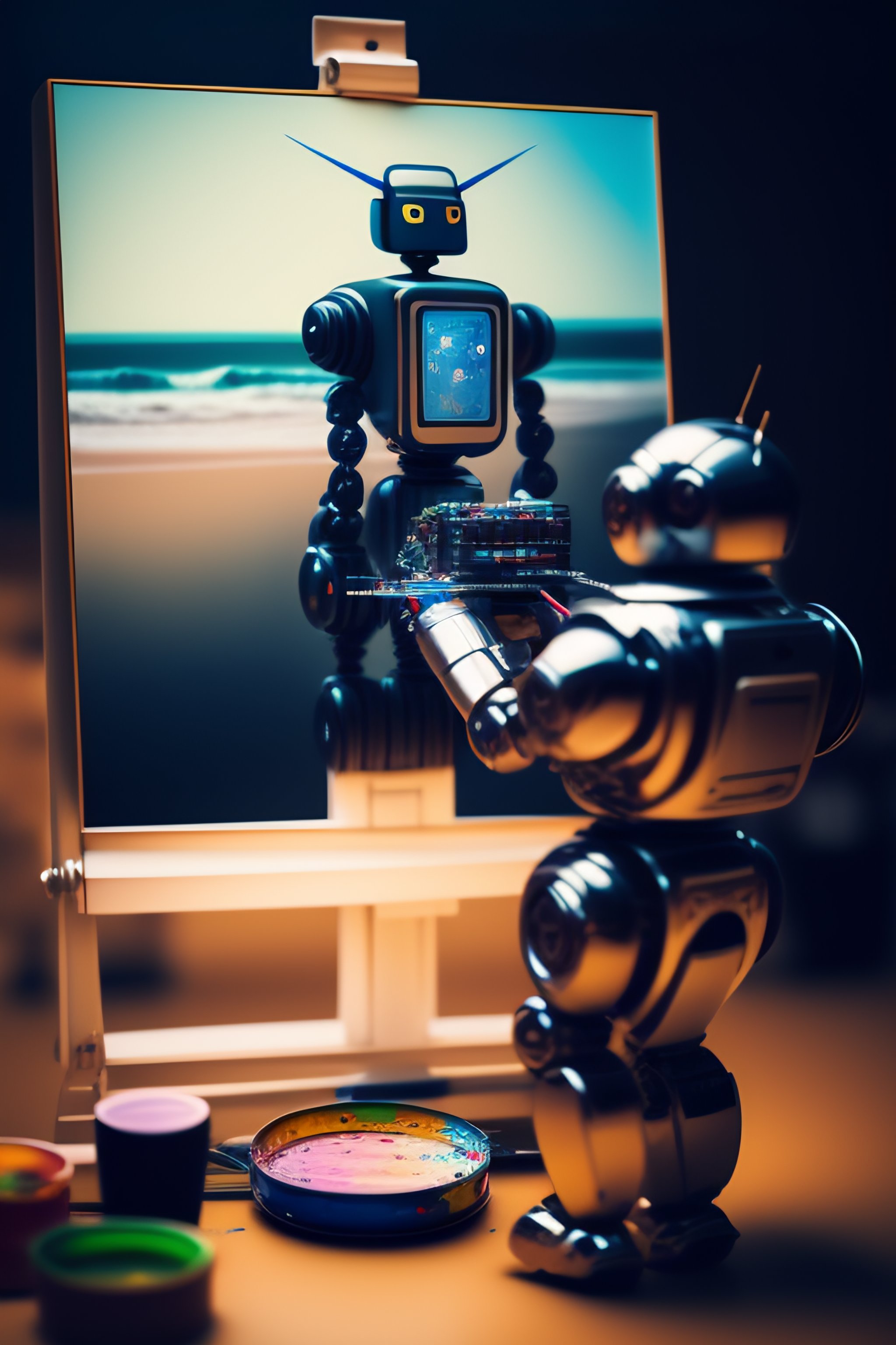 Lexica - A robot painting a picture of another robot painting a picture ...