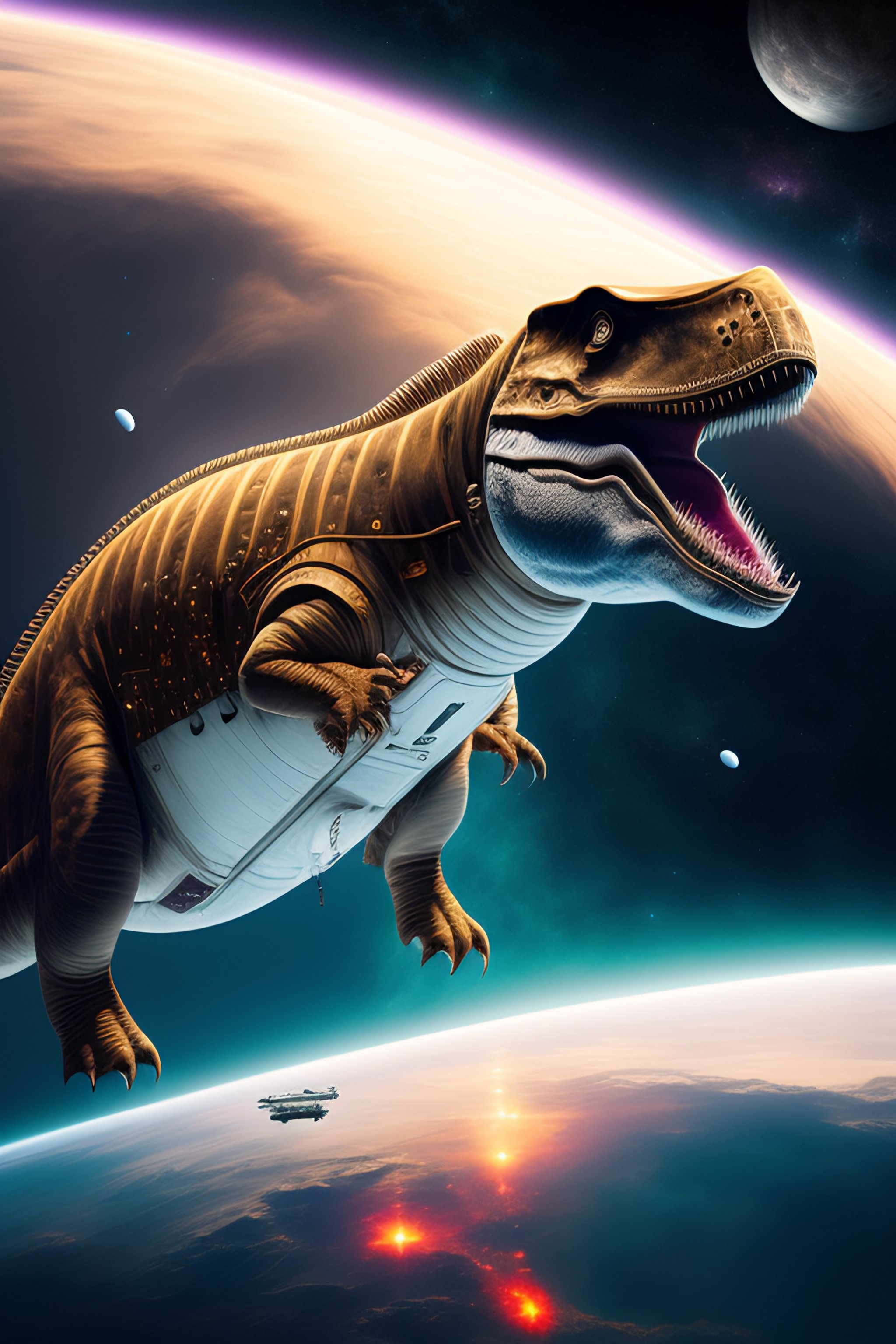 Lexica - Astronaut vs t rex in space