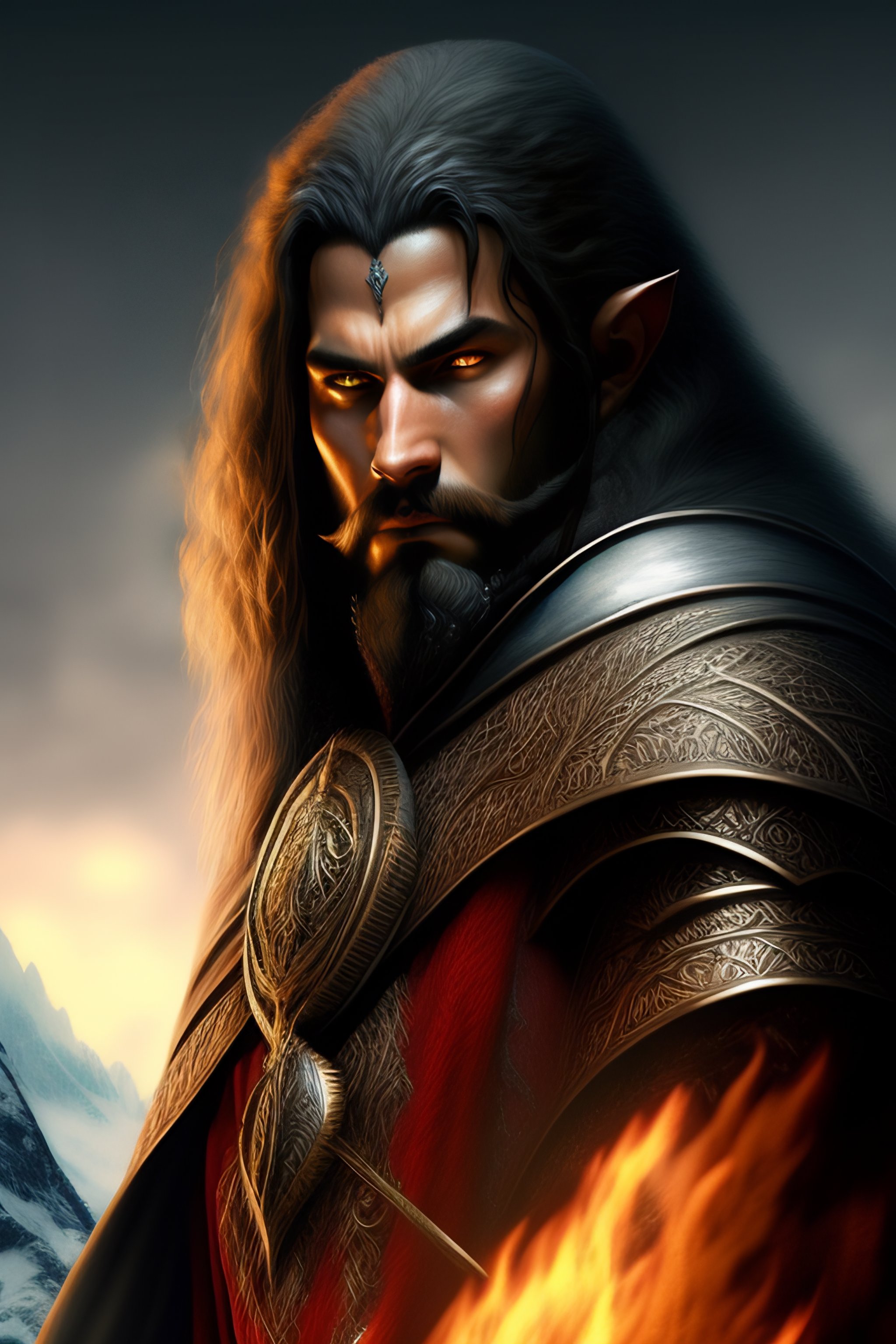 Lexica - Wolfman, realistic, detailed, mage style, lord of rings style