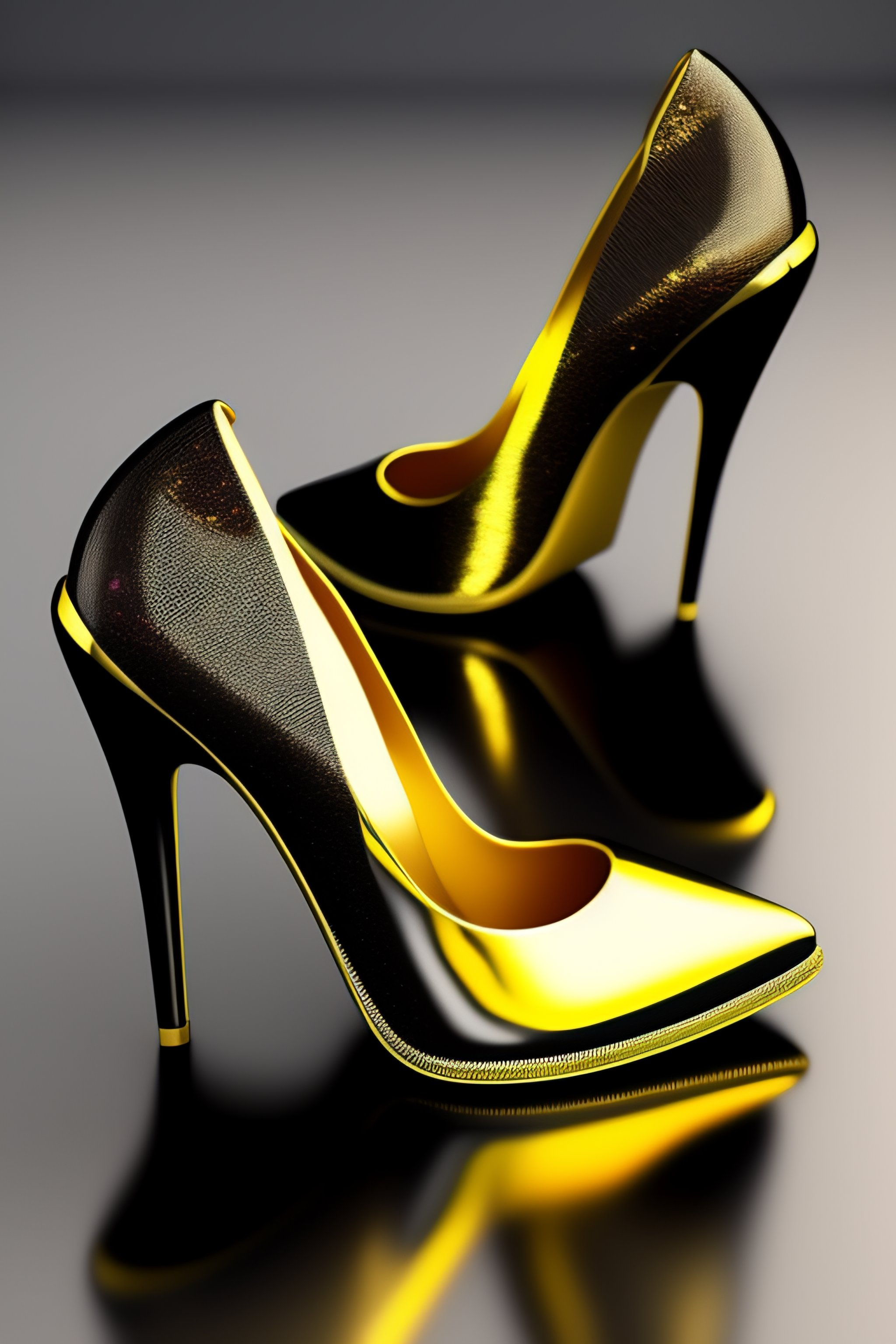Lexica - A decoltè shoes hight heels, in two color black and gold ...