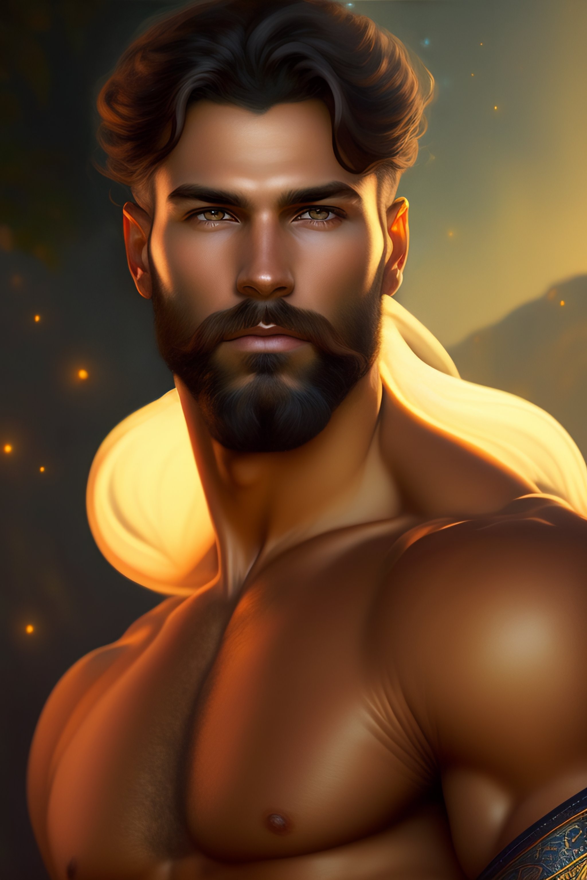 Lexica - Handsome portrait of a natural strong bearded man, shaped face ...