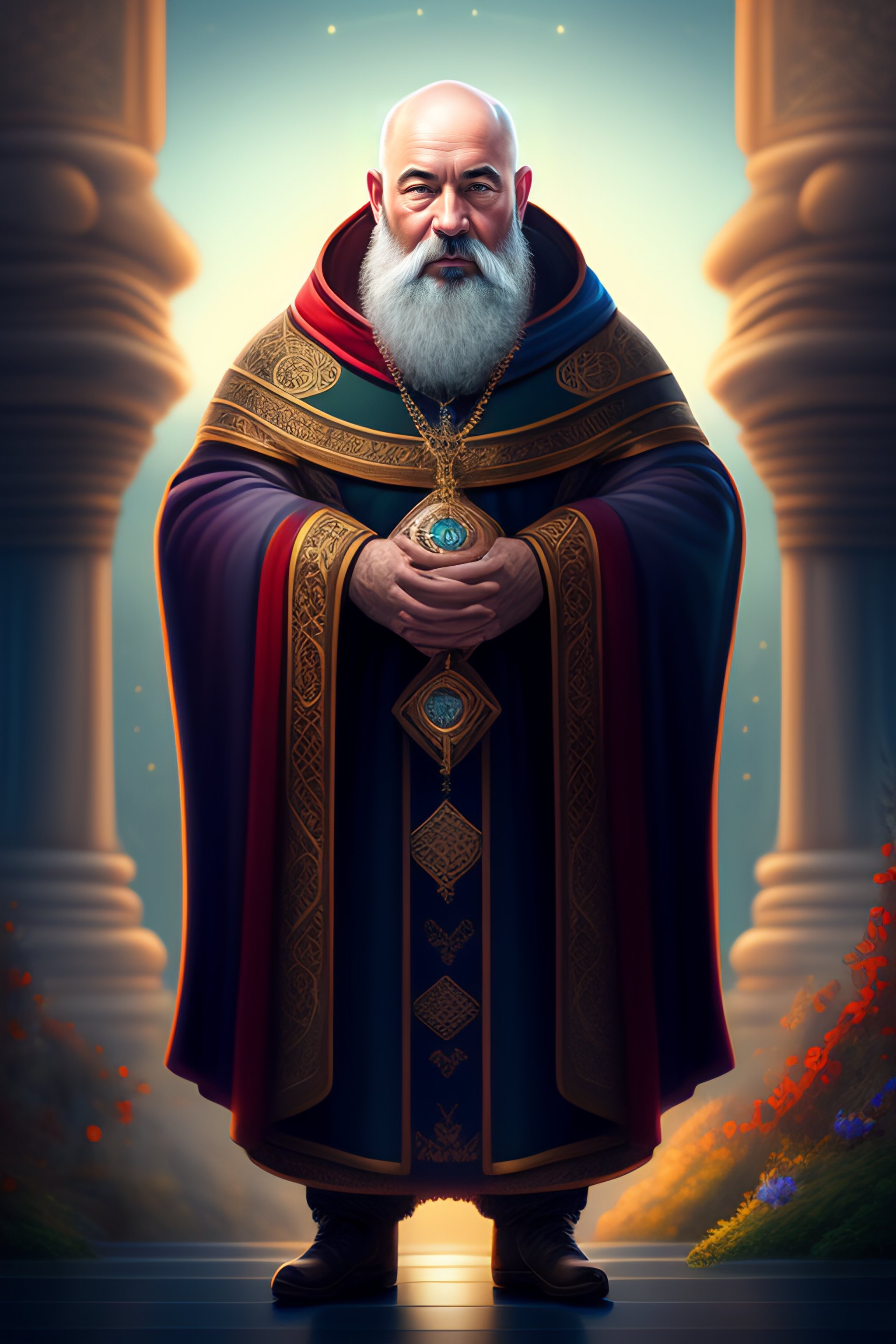 Lexica - Portrait of a priest, dwarf, short man, funny, front light ...