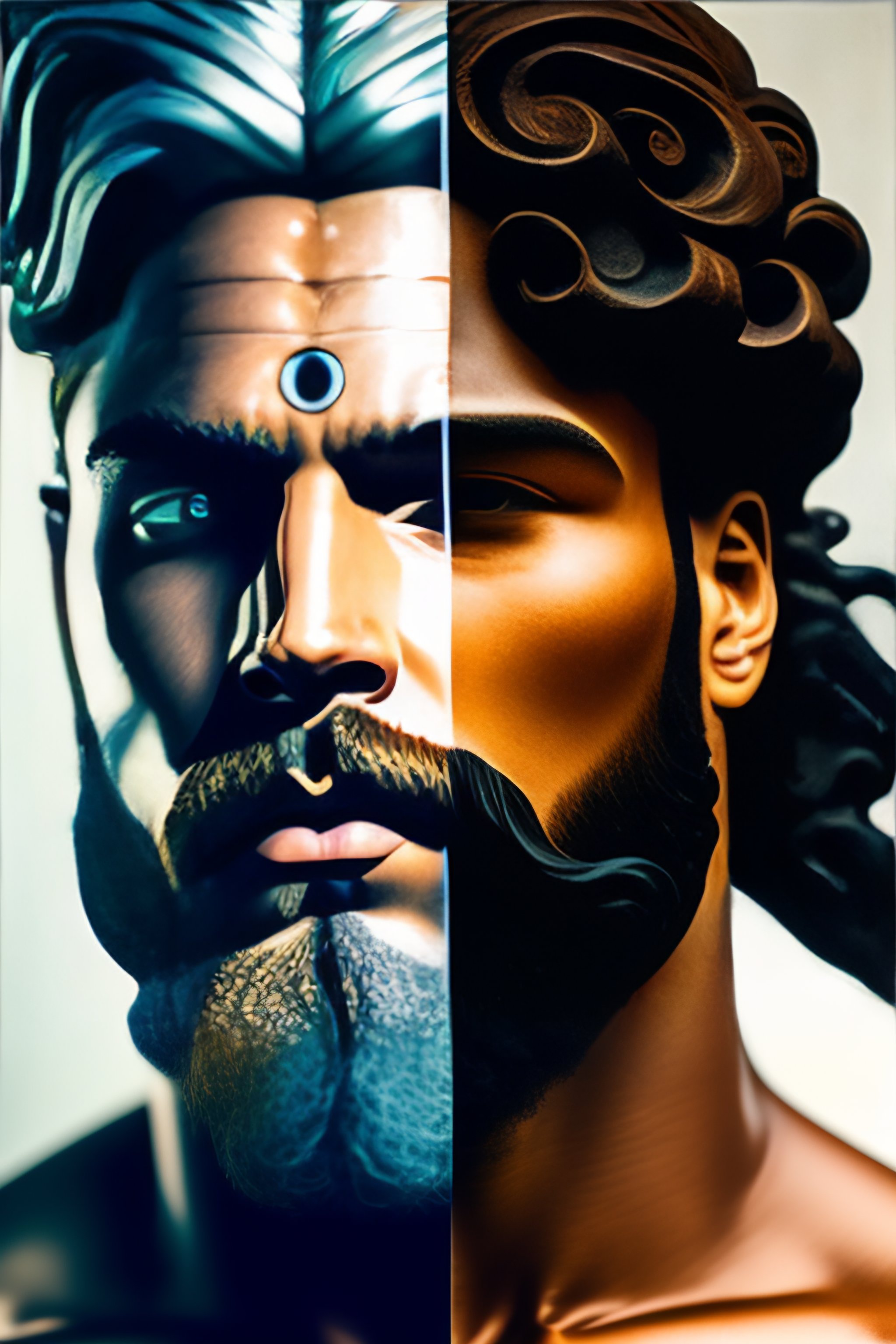 Lexica - Face half zeus half poseidon