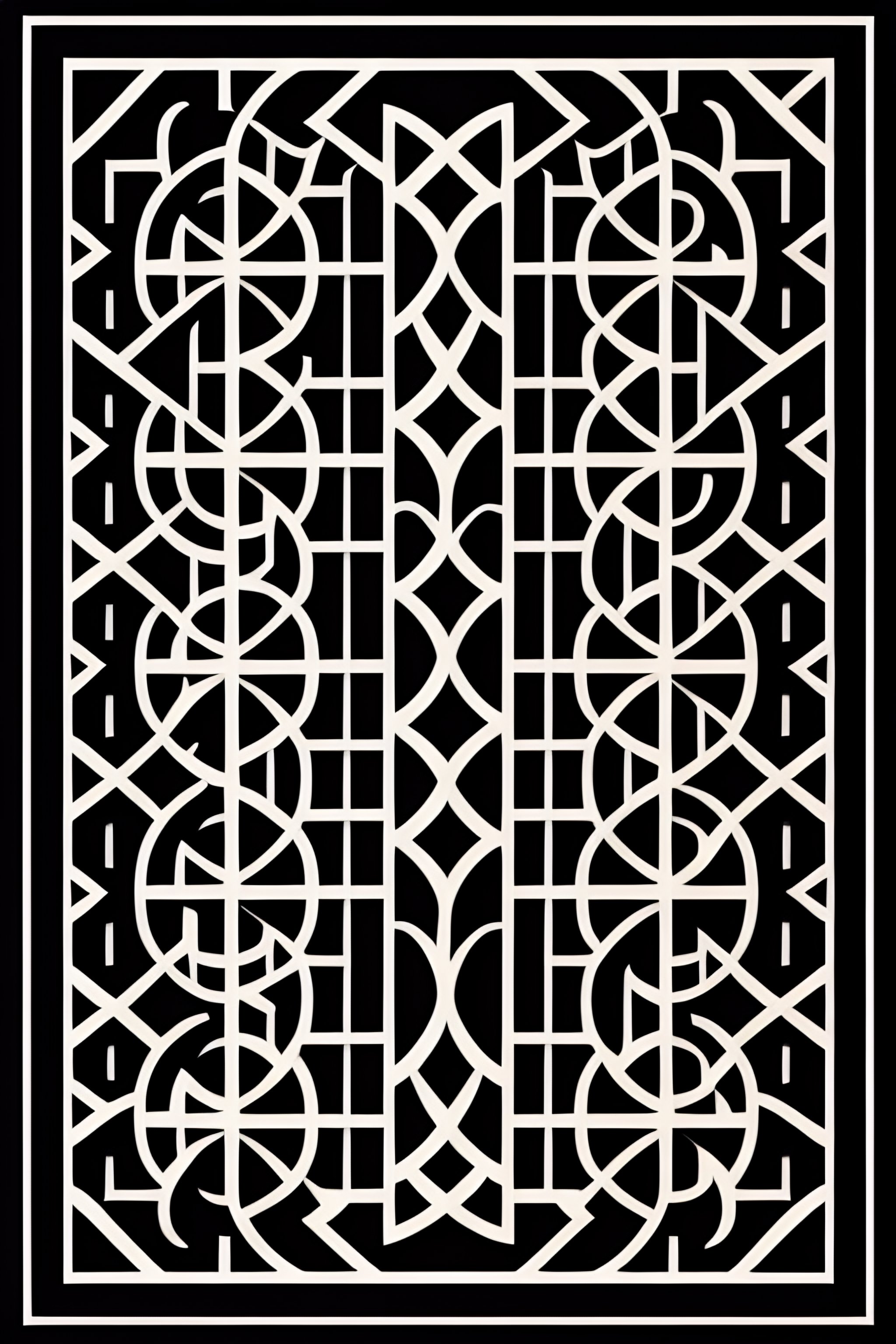 Lexica - Arabic style pattern border, geometry, black and white