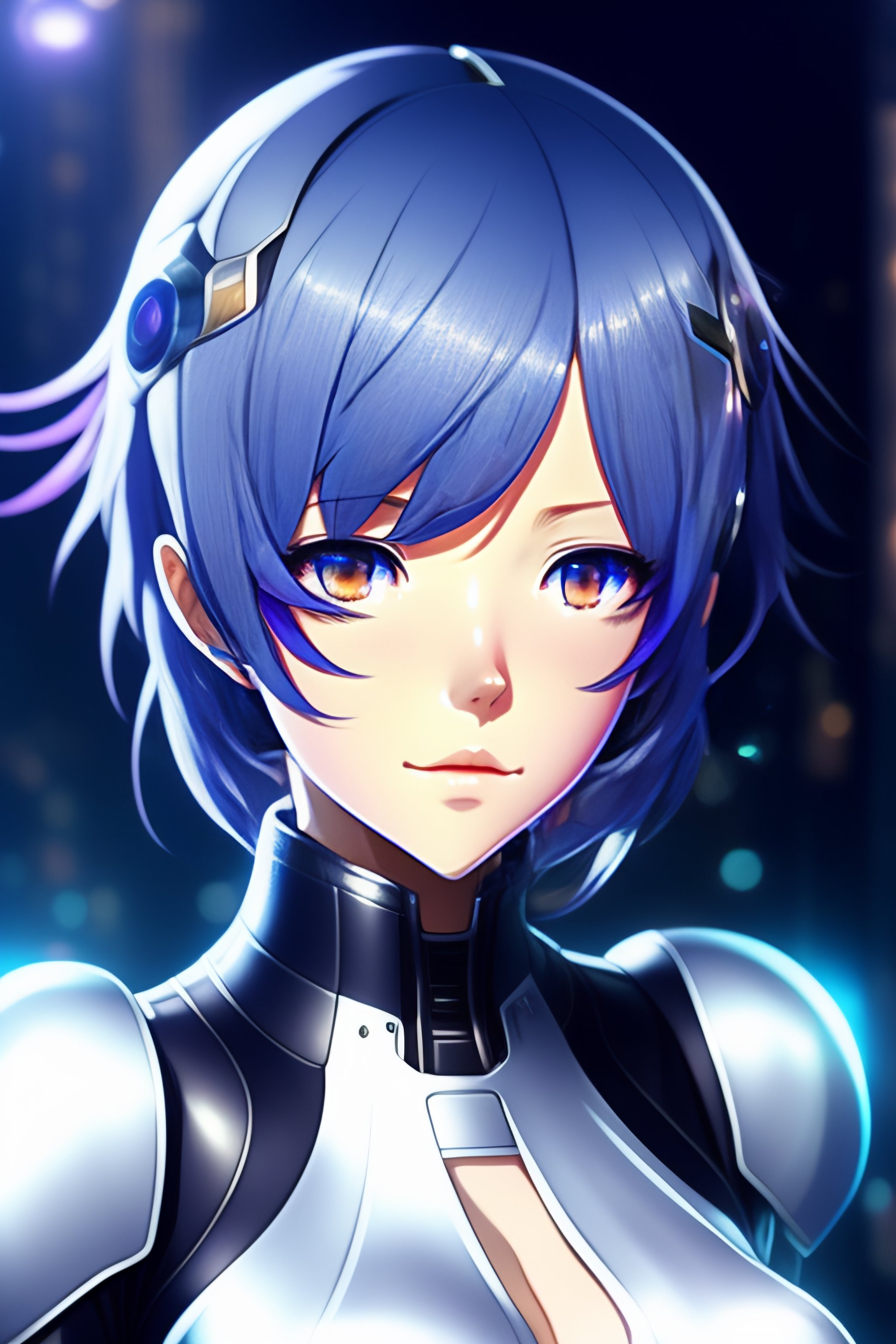 Lexica - Young adult Anime android girl with silver hair, blue eyes ...