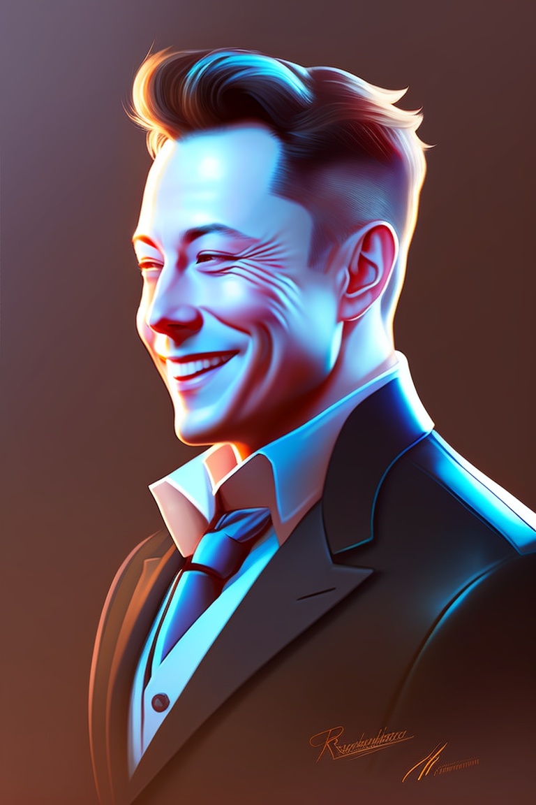 Lexica - Portrait of Elon Musk Looking Directly Smiling, Silhouette ...