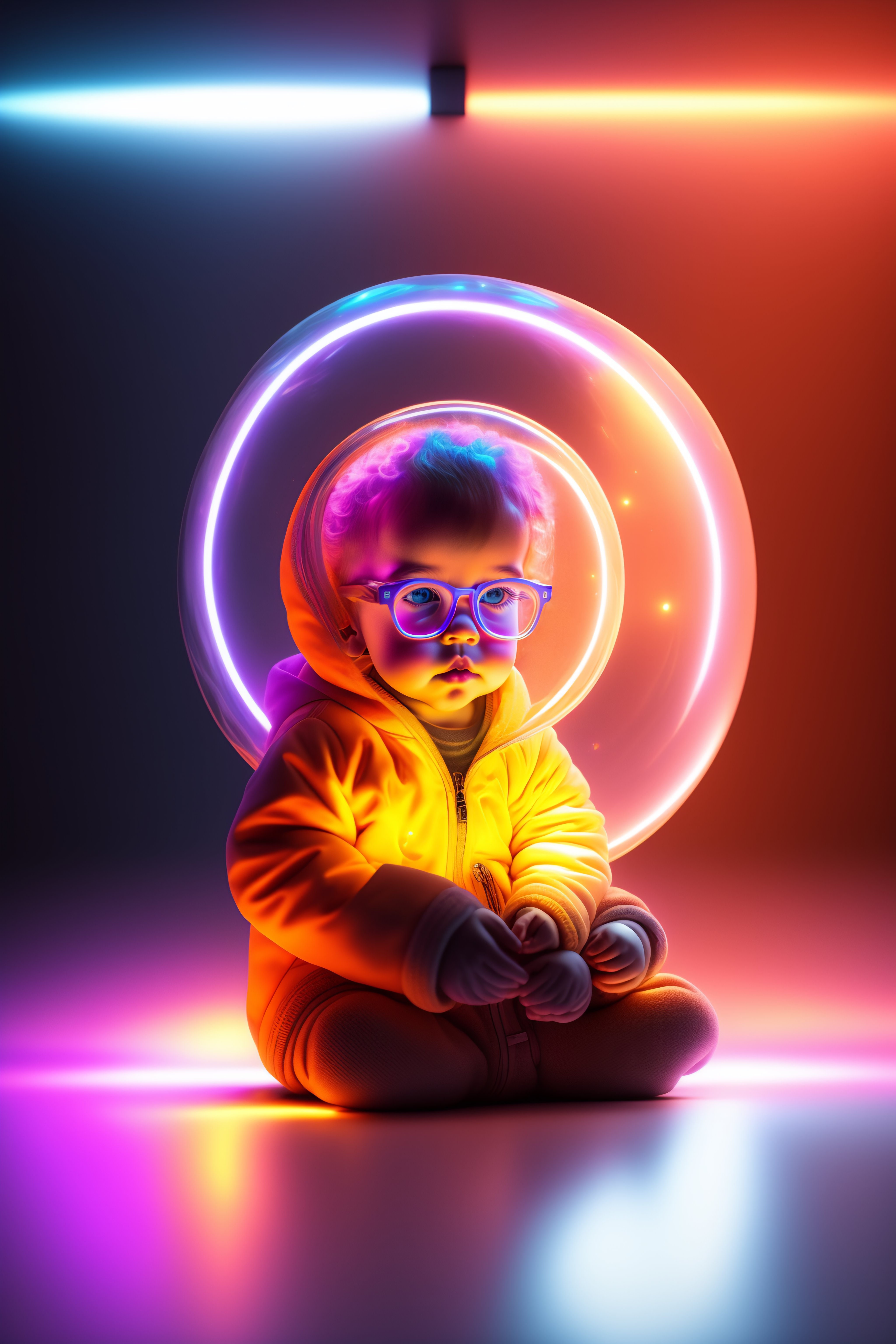 Lexica - A interdimensional space baby with glasses sitting on the ...