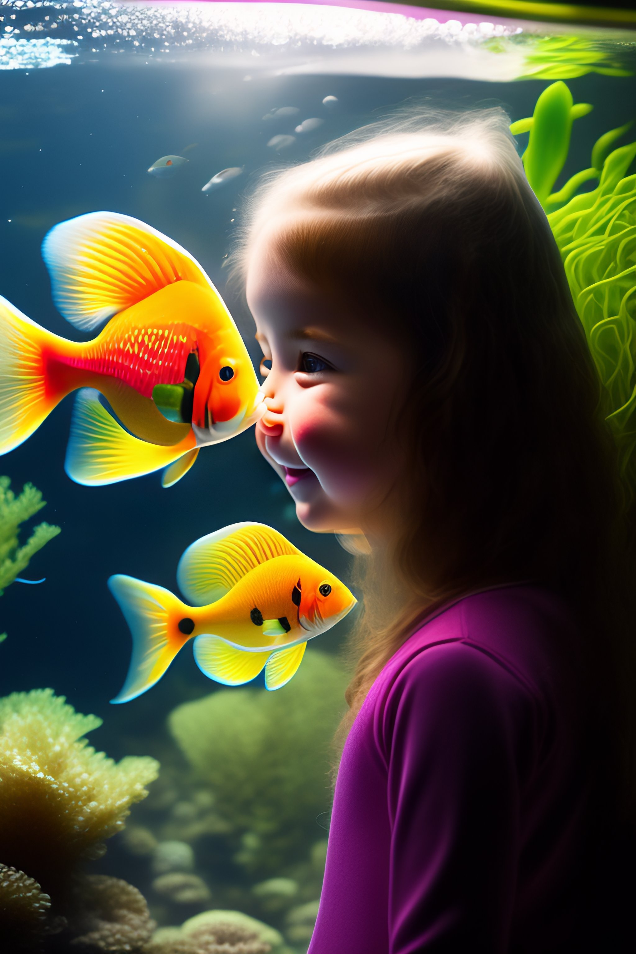 Lexica - Girl in aquarium with fish