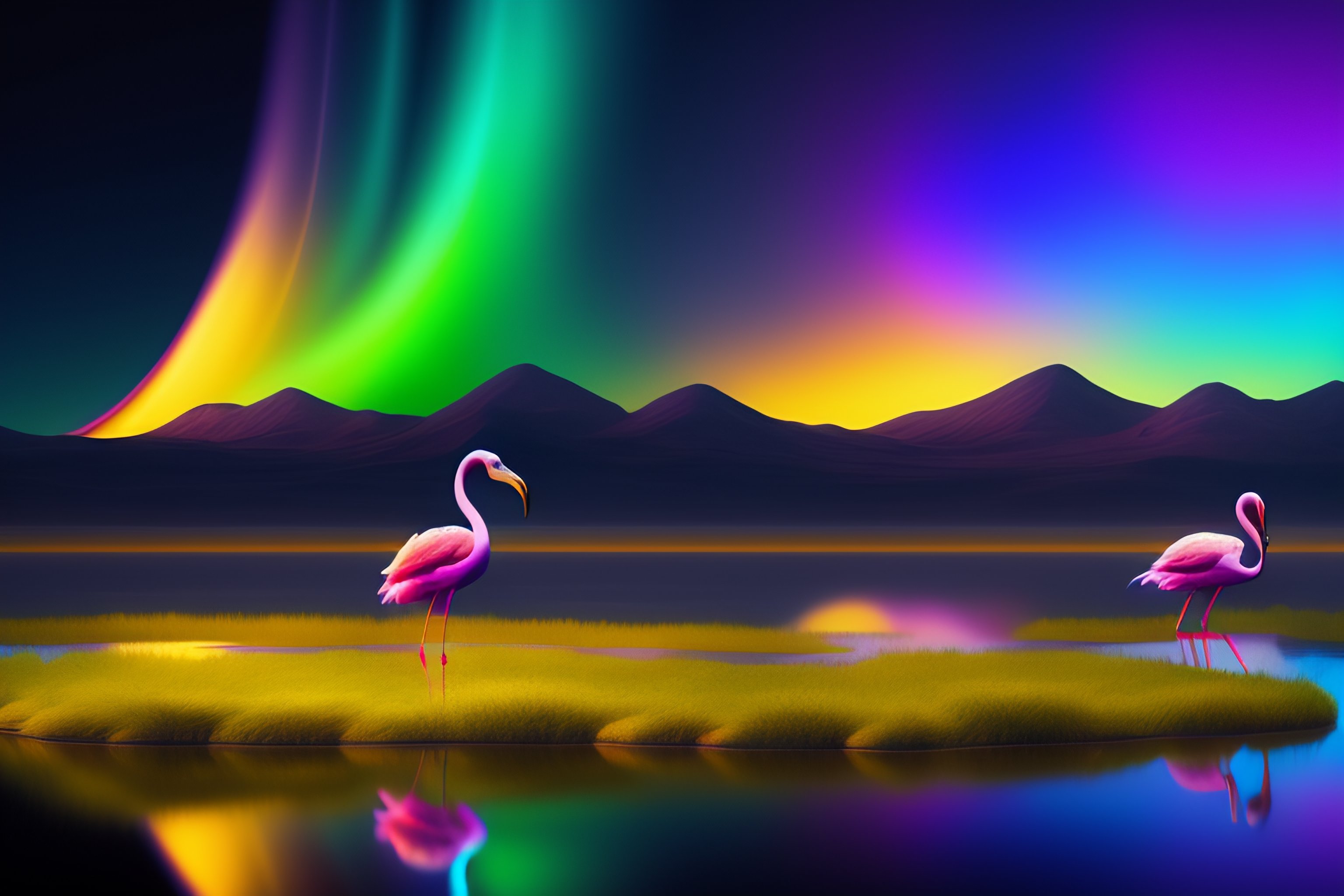 Lexica - War between anthropomorphic alligators and flamingos; detailed ...