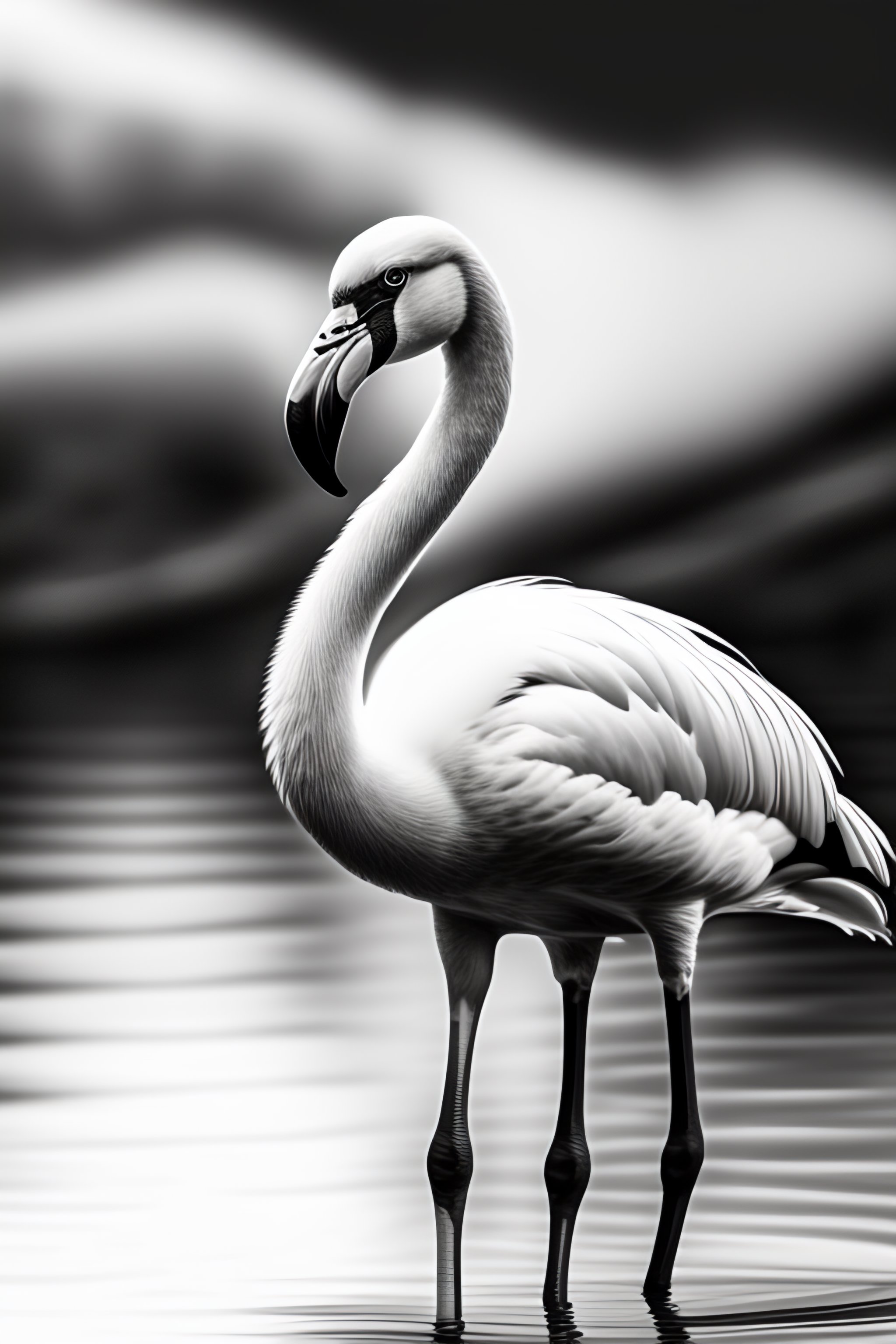 Lexica - Pencil drawing of a Flamingo flying with spread wings over ...