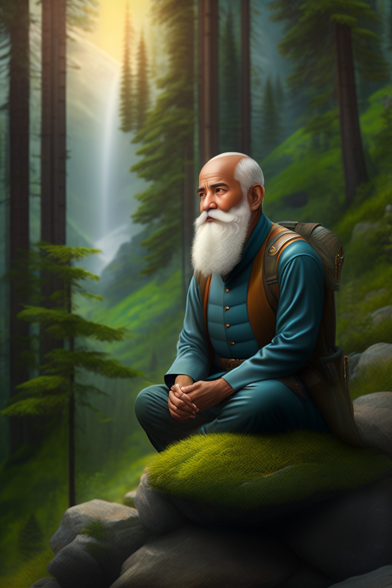 Lexica - A simple baba sitting on mountain forest, ultra smooth, hyper ...