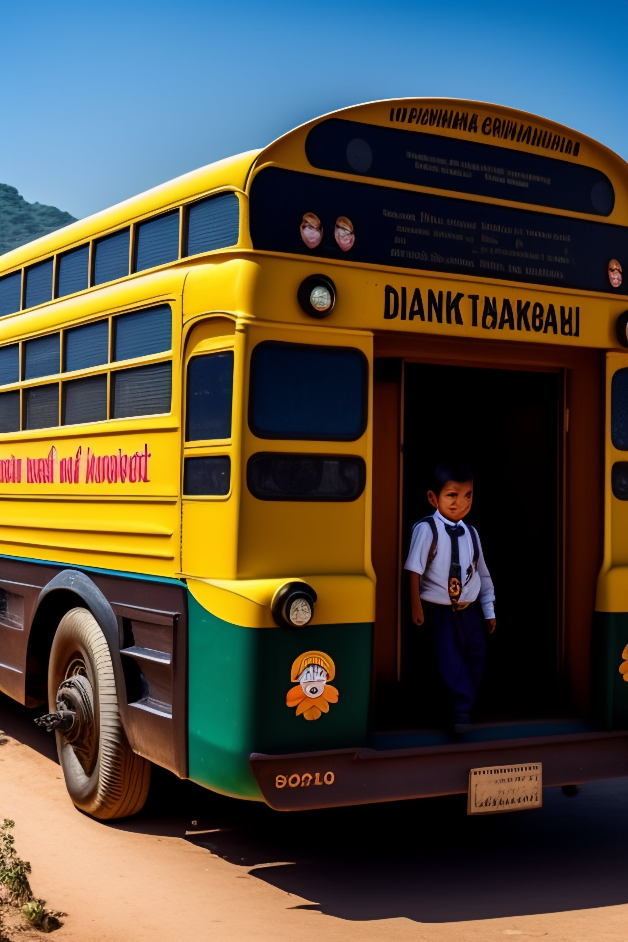 Lexica - School bus with a Name Dantakali English school funny loaded ...