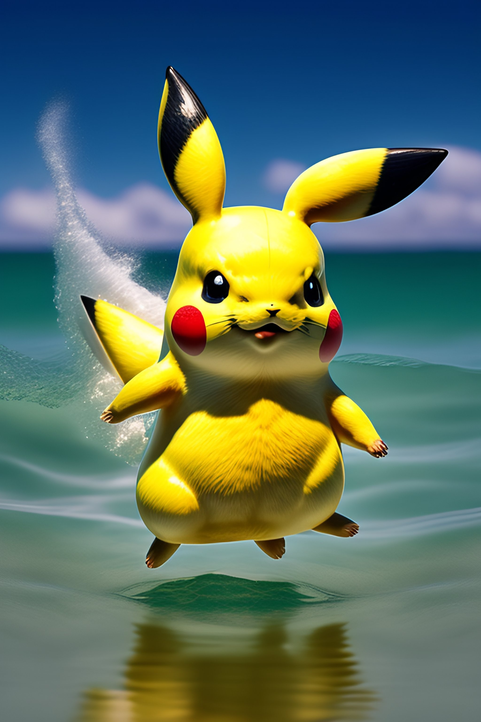 Lexica - Pikachu swimming in the sea
