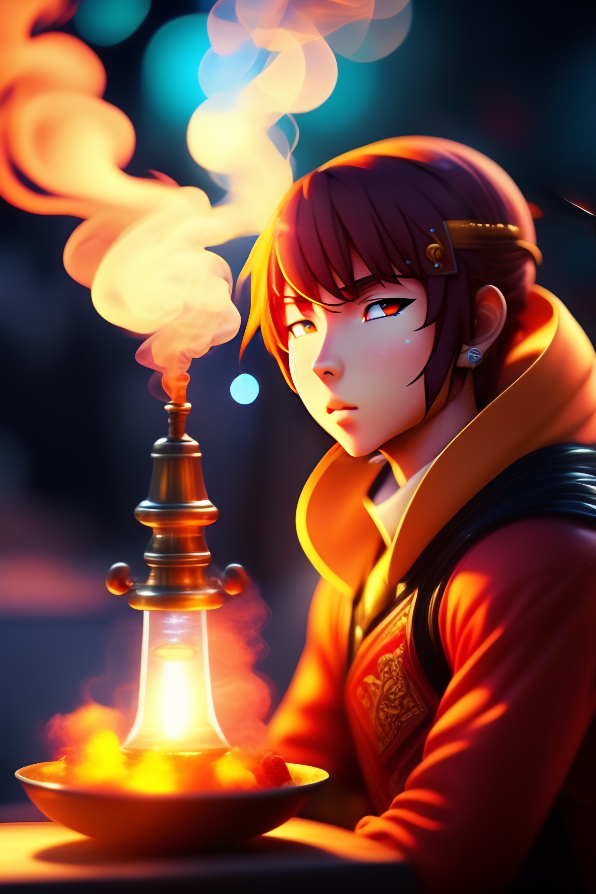 Lexica - Hookah smoking with anime charcters