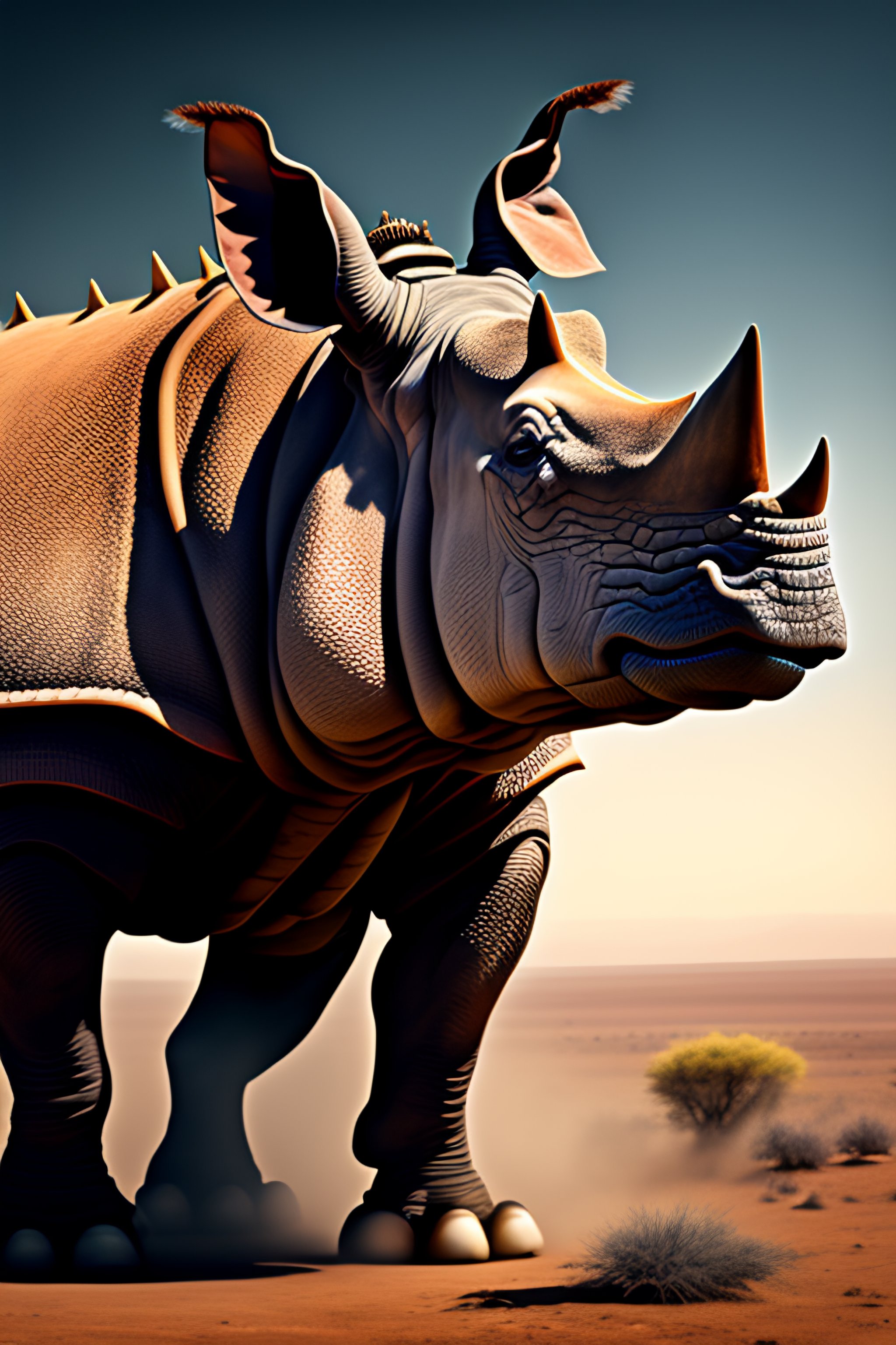 Lexica - Portrait of an armored rhino