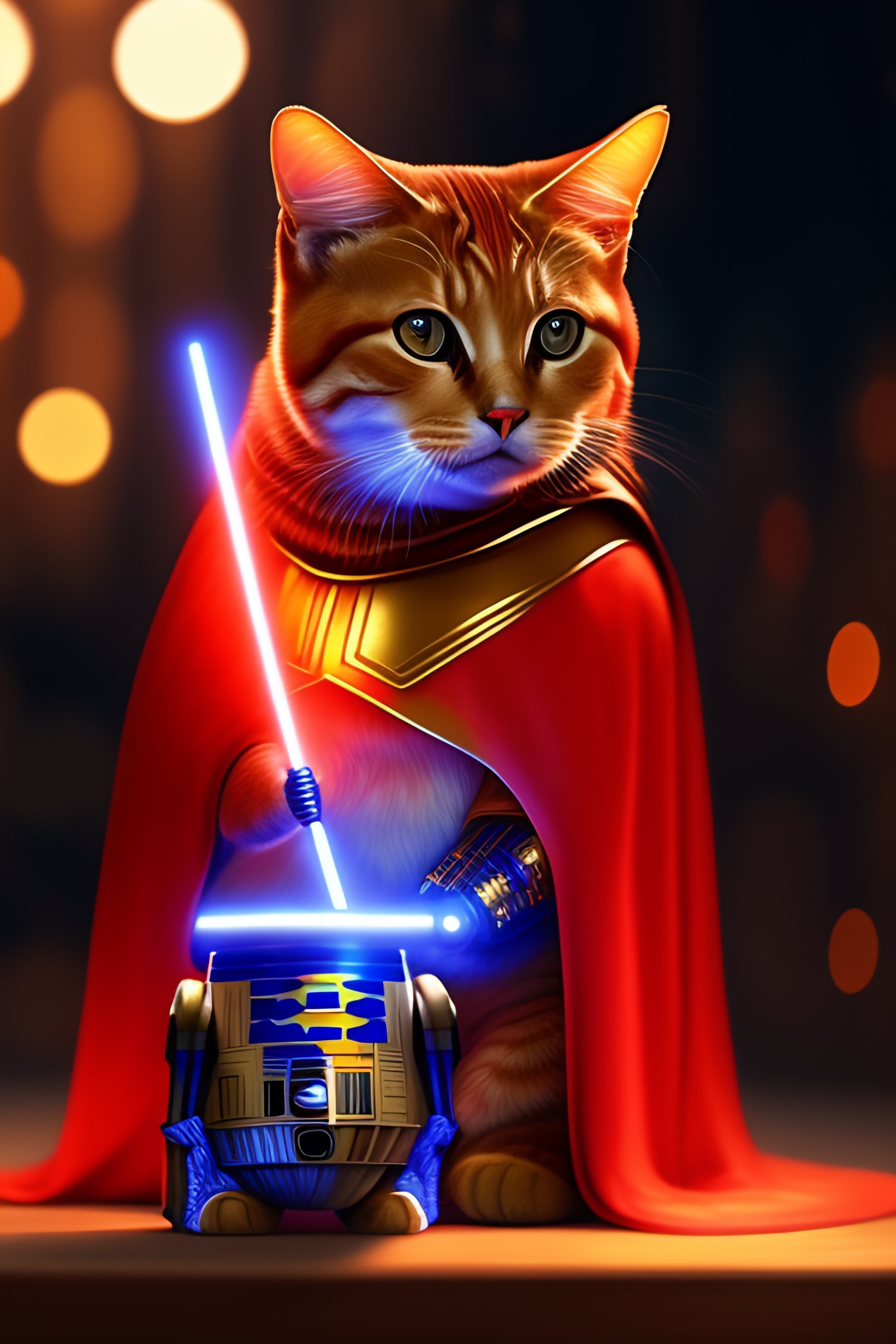 Lexica - Star Wars scene artificial intelligence a small red cat ...