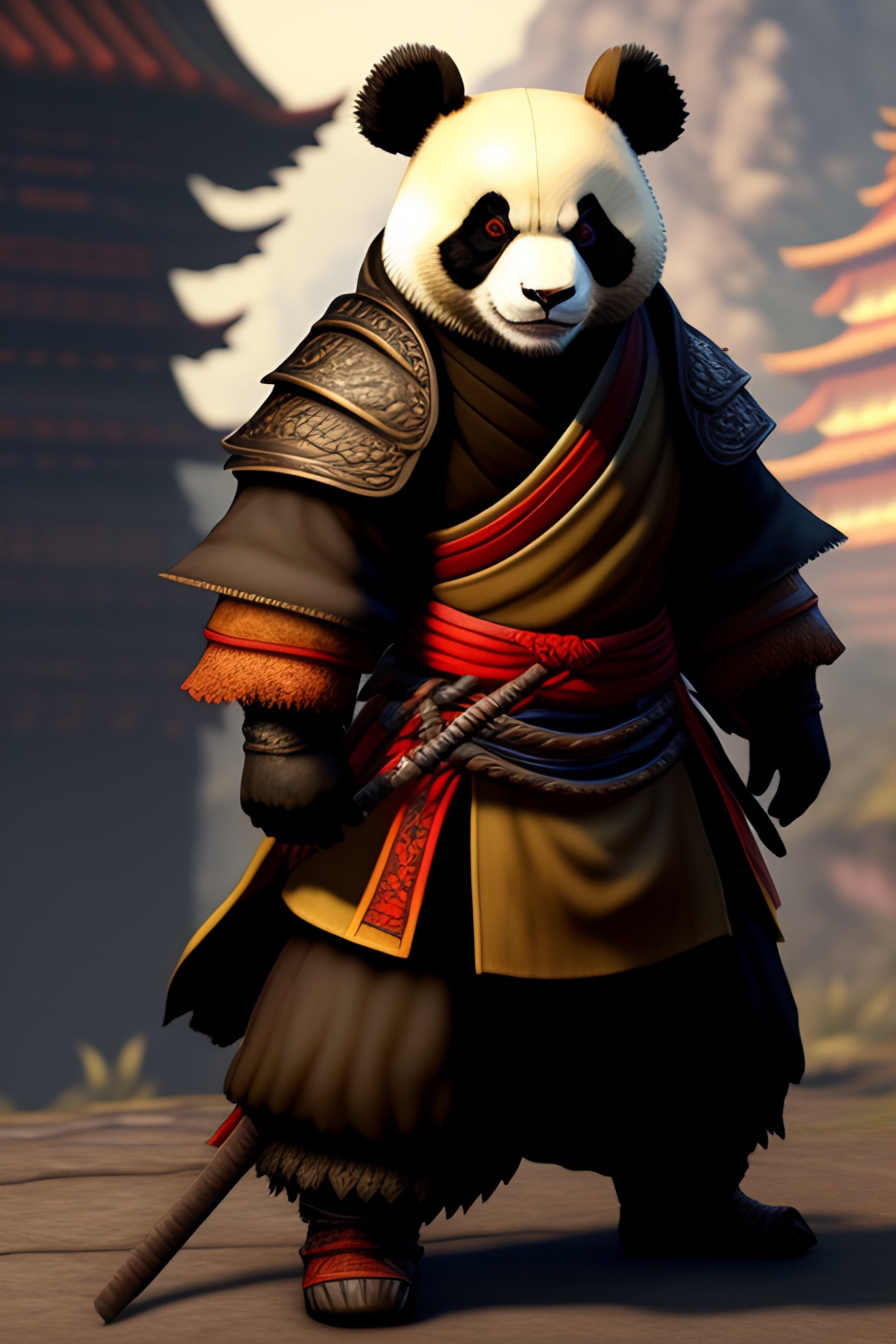 Lexica - Kunfu panda dress like a sekiro, 2d, cartoon