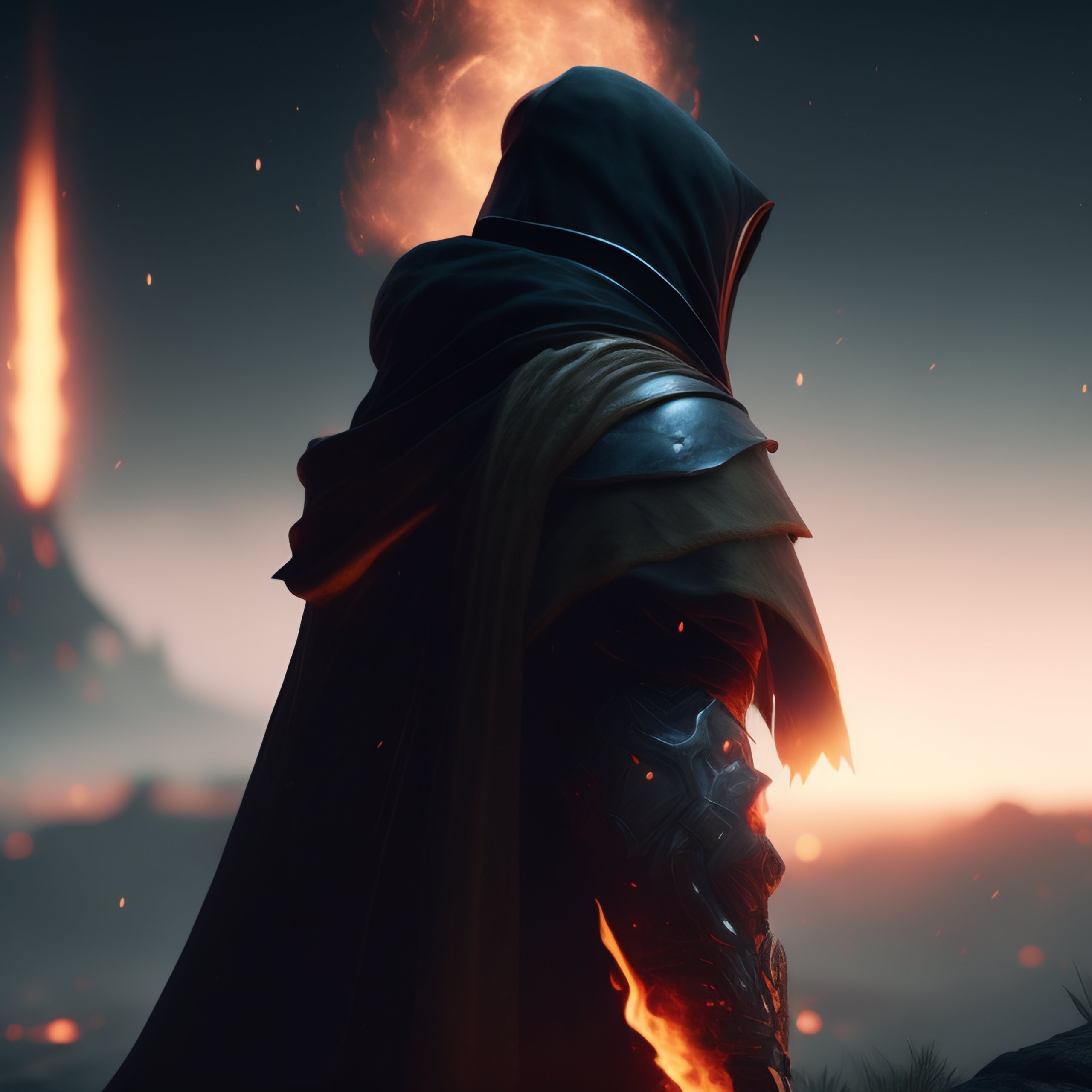 Lexica - Hand dwrawing of a destiny 2 character at midnight. in a ...