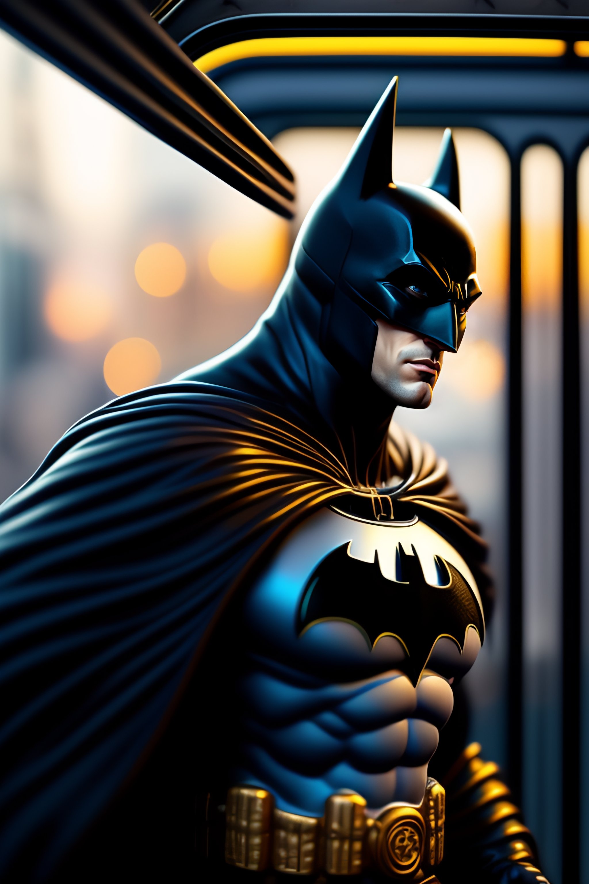 Lexica - Batman in an akward pose in a tramway, higly detailed, in a ...