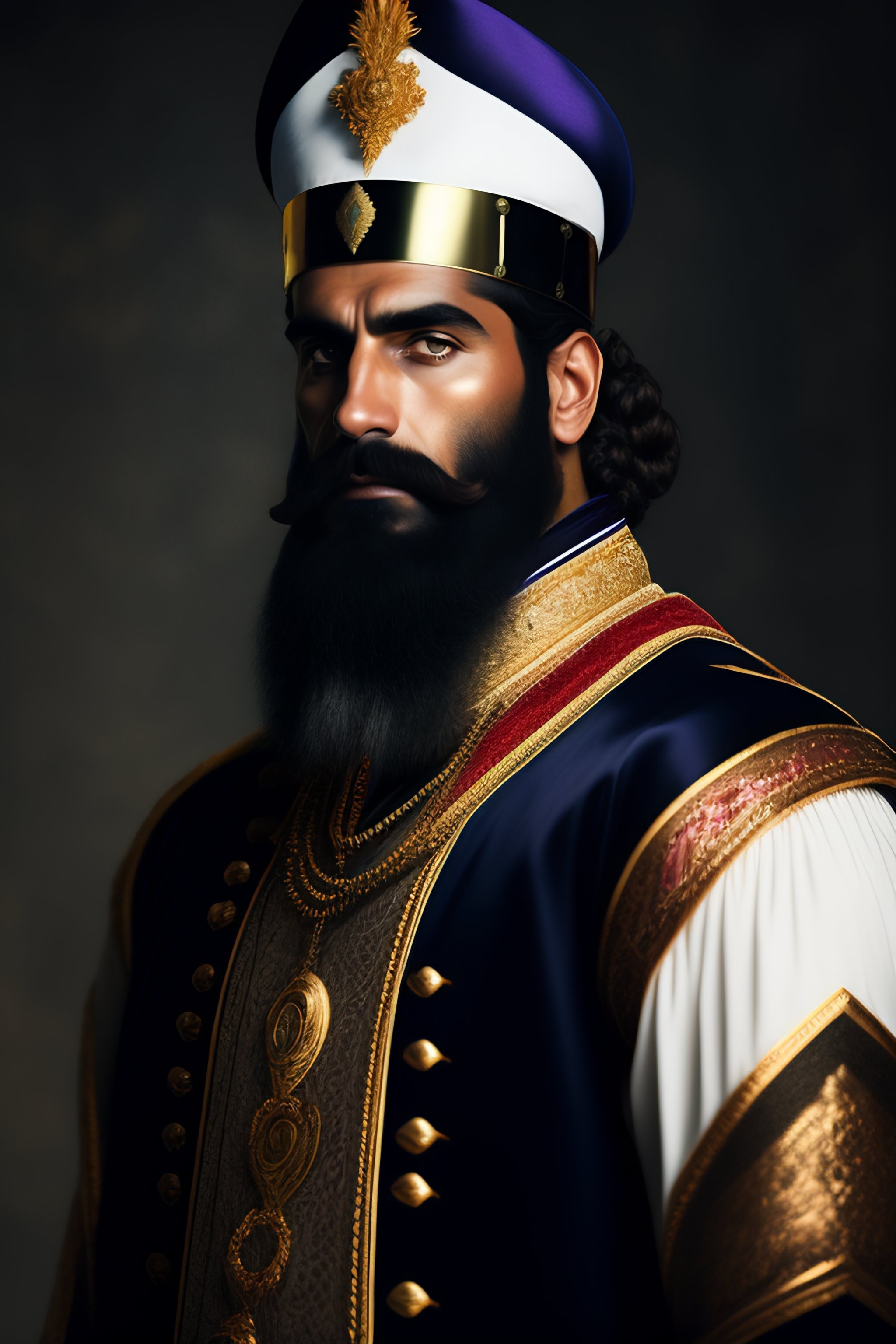 Lexica - Janissary, European, white man, black beard, portrait, gothic