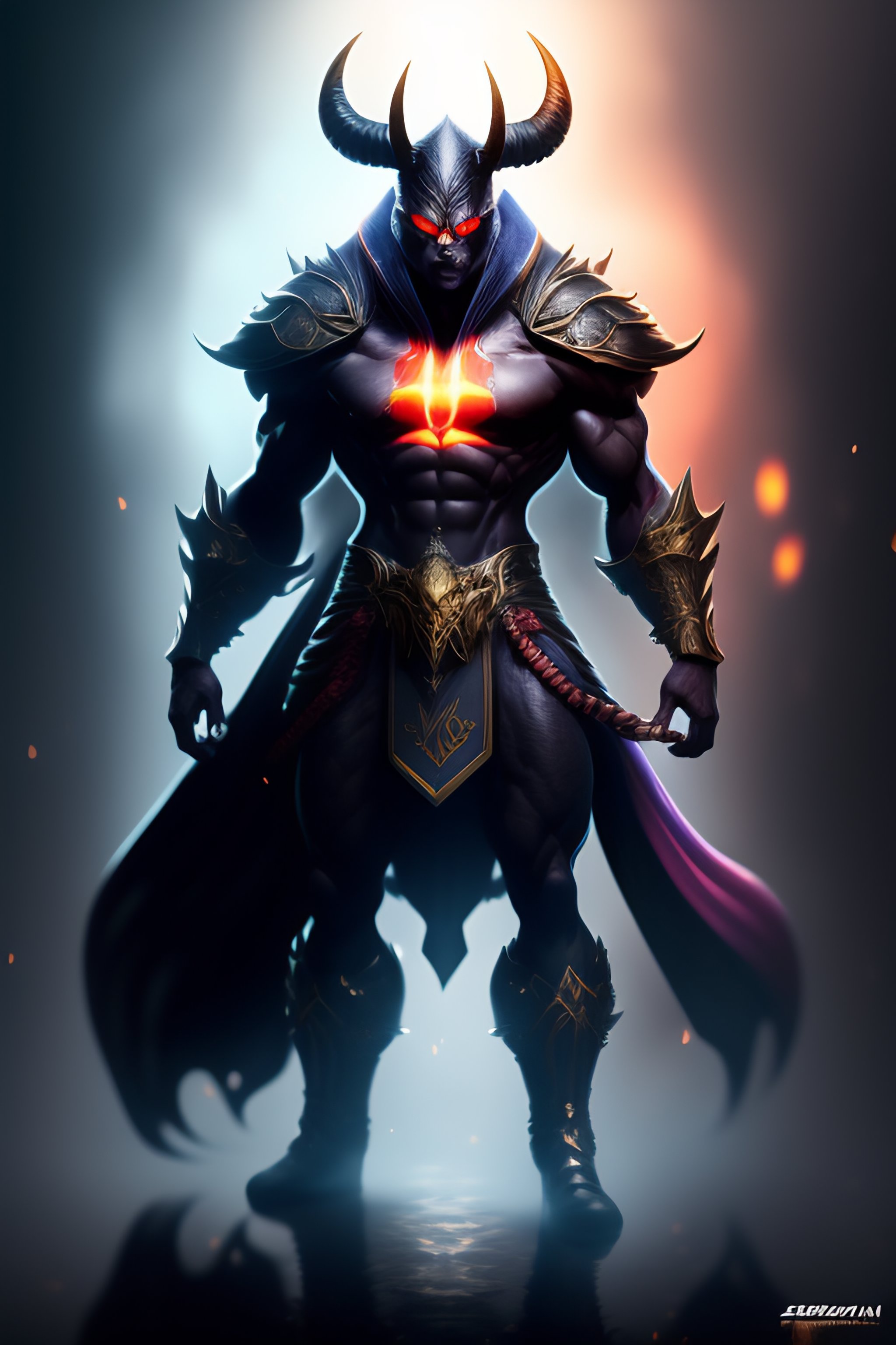 Lexica - Hyper realistic demon, full body, splashart style