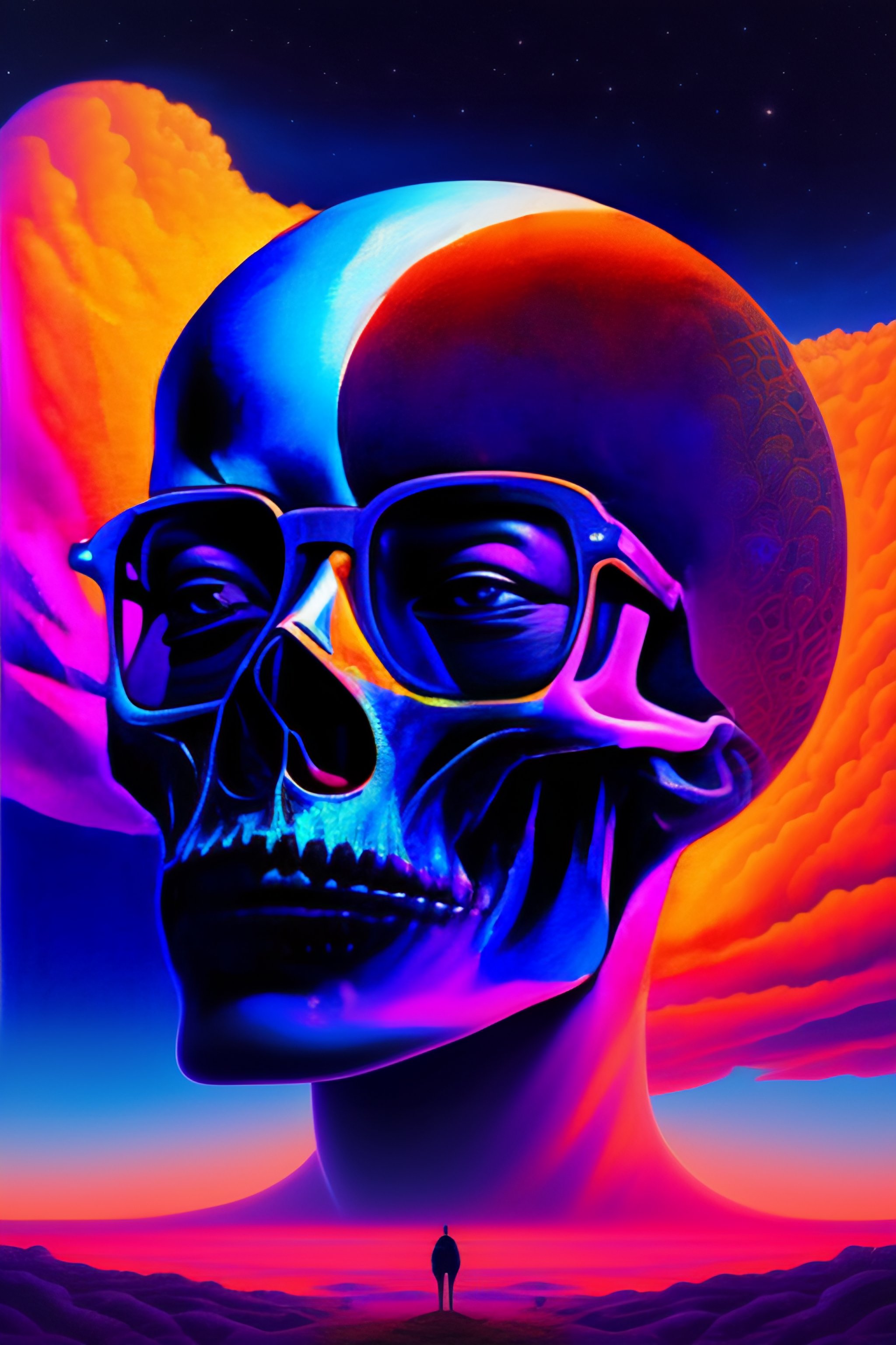 Lexica - 4K Malcom X cyberskull portrait inspired in beksinski and dan mumford work, remixed ...