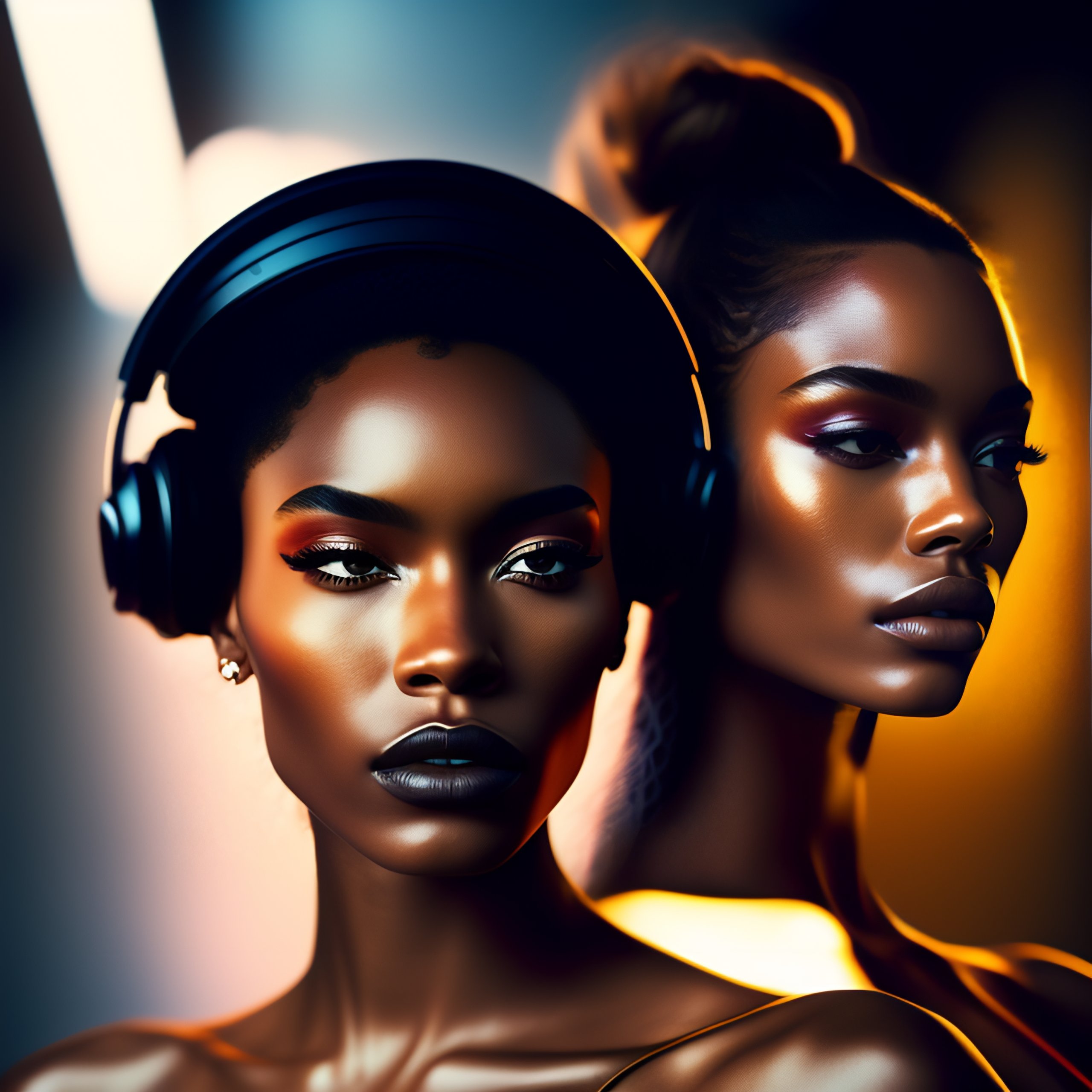 Lexica - 2 girls listening to techno music in headphones, Ultra hd ...