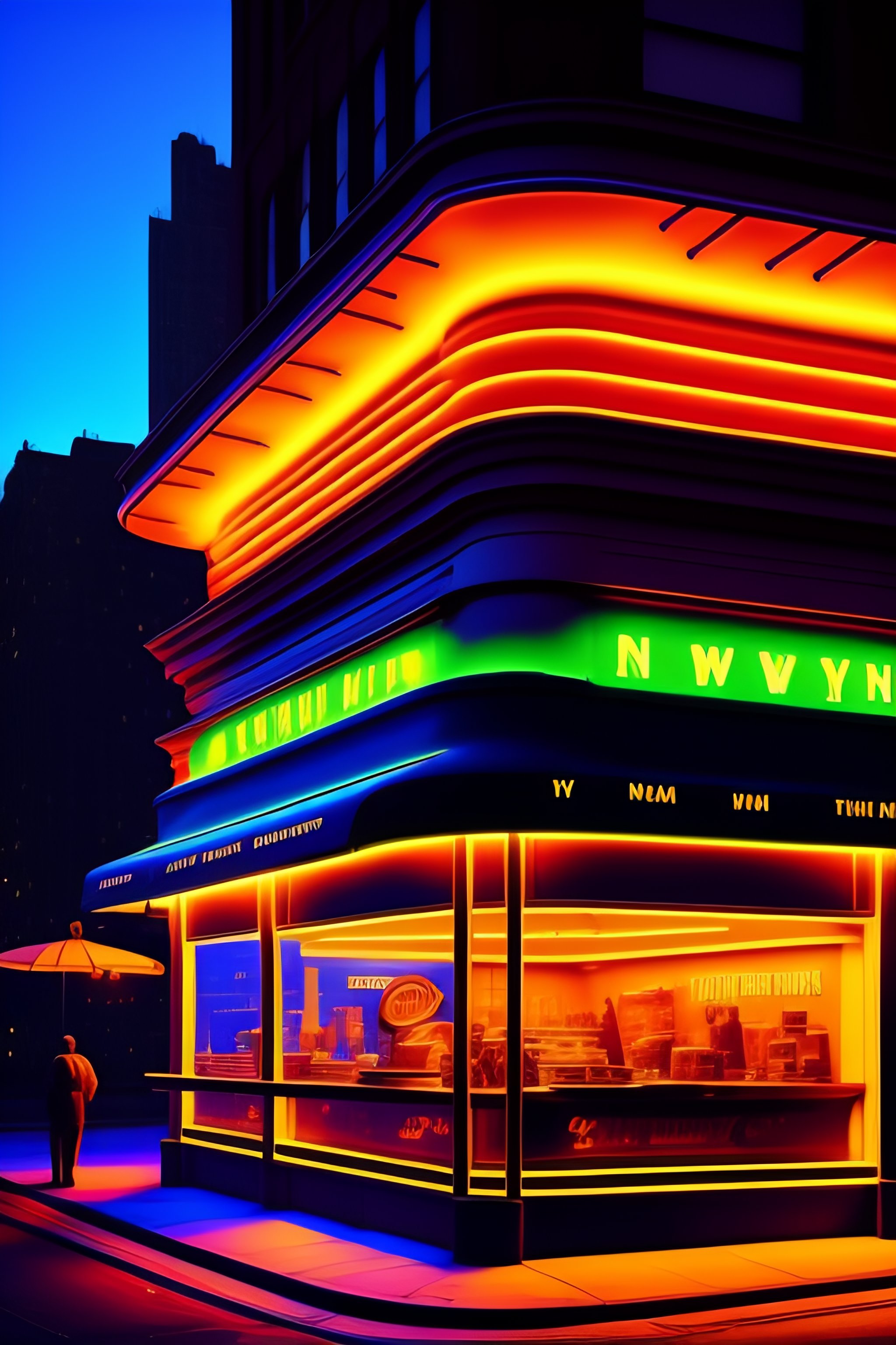 Lexica - Edward hopper style, nighthawks , modern city of new york ...