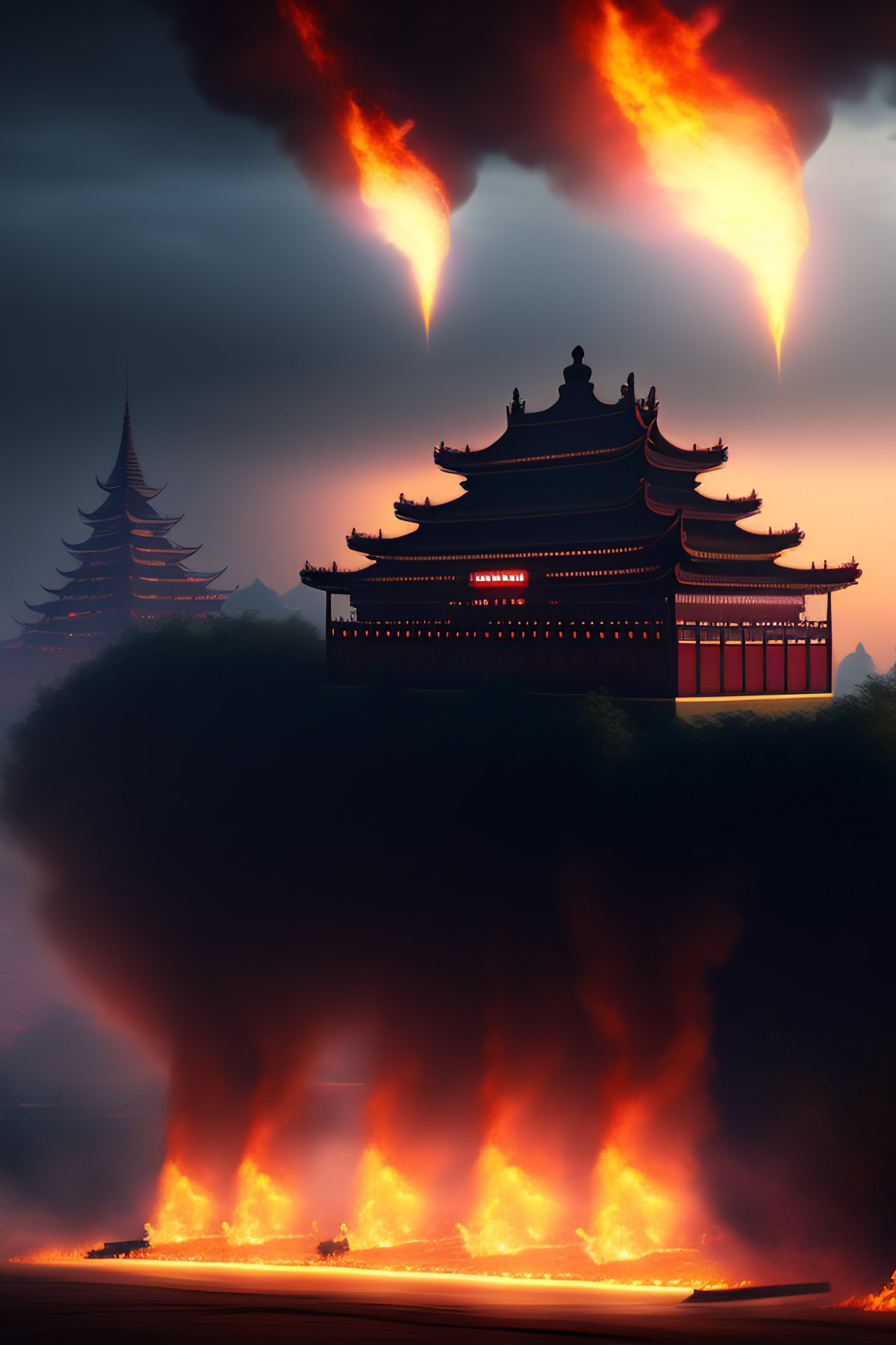 Lexica - China burning, 4k, HD, Maya, Realistic