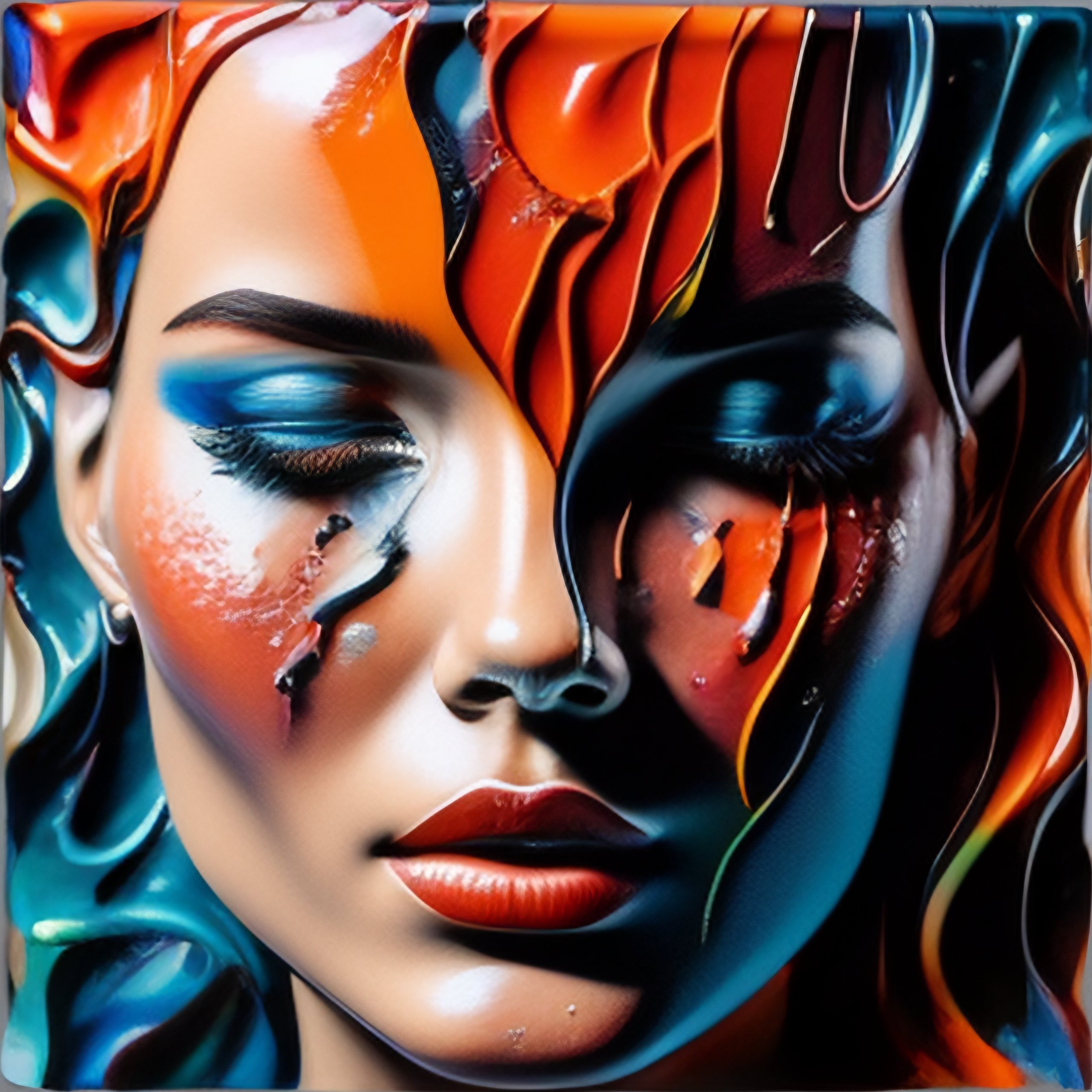 Lexica - Still shot close up footage of a human head made of acrylic ...