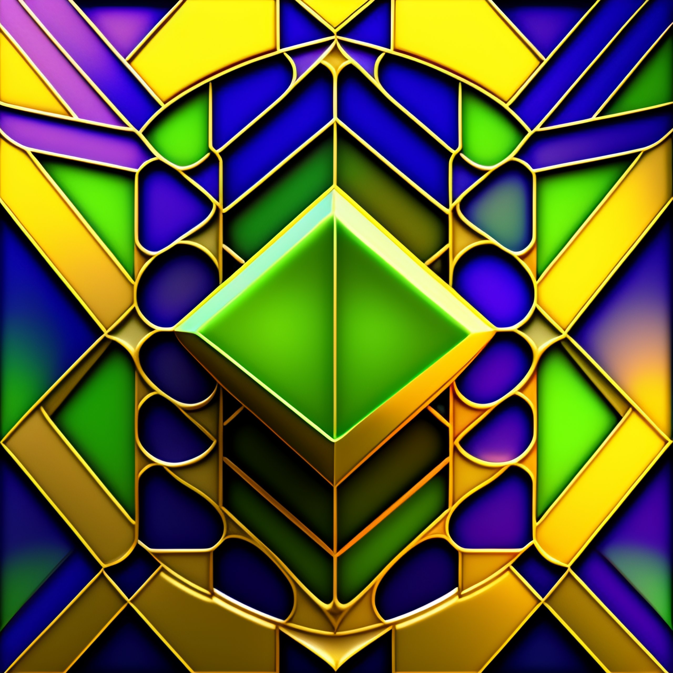 Lexica - Stained glass frog, geometric lines, wallpaper symmetrical