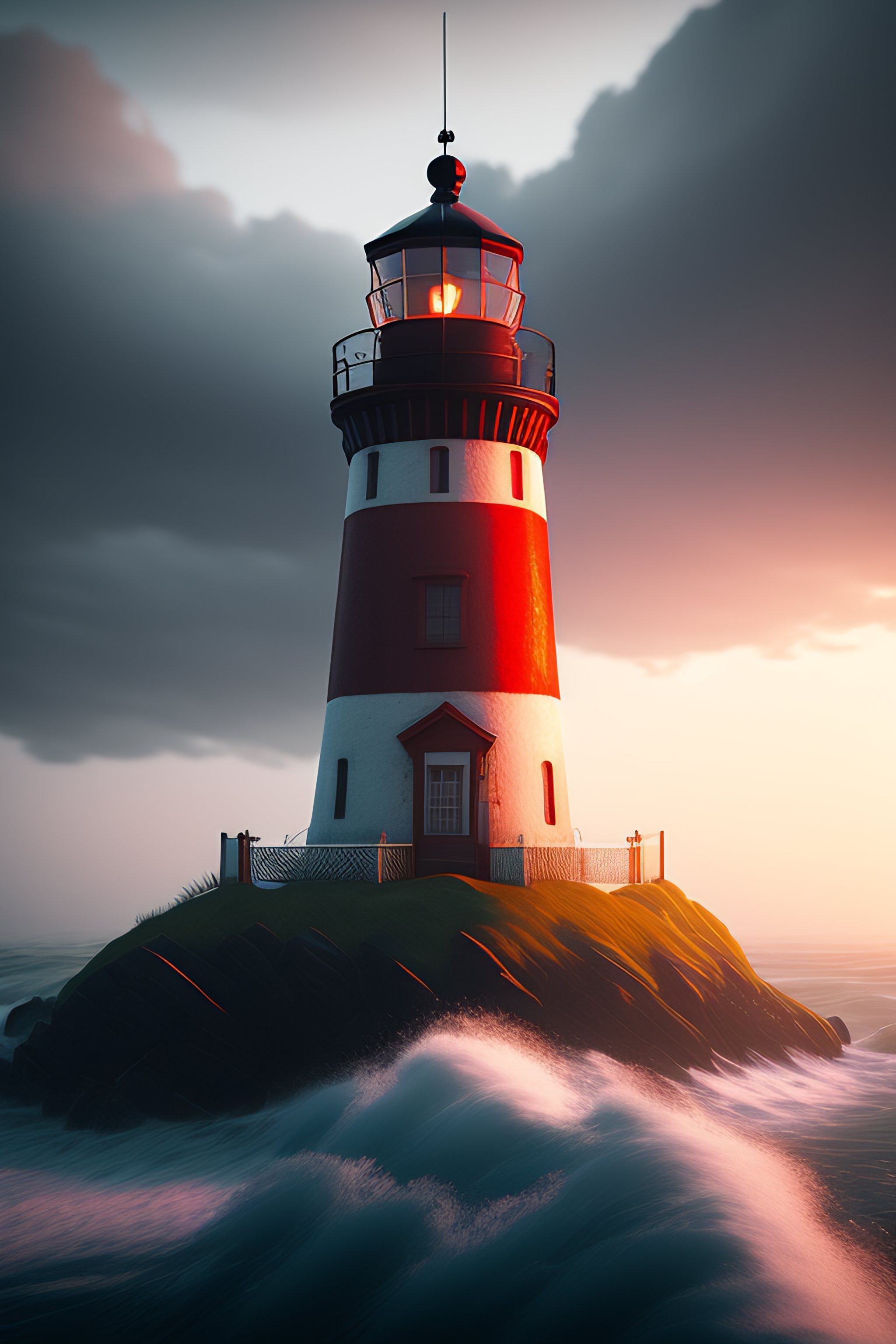 Lexica - Painting of 8k ultra-realistic lighthouse on island, heavy ...