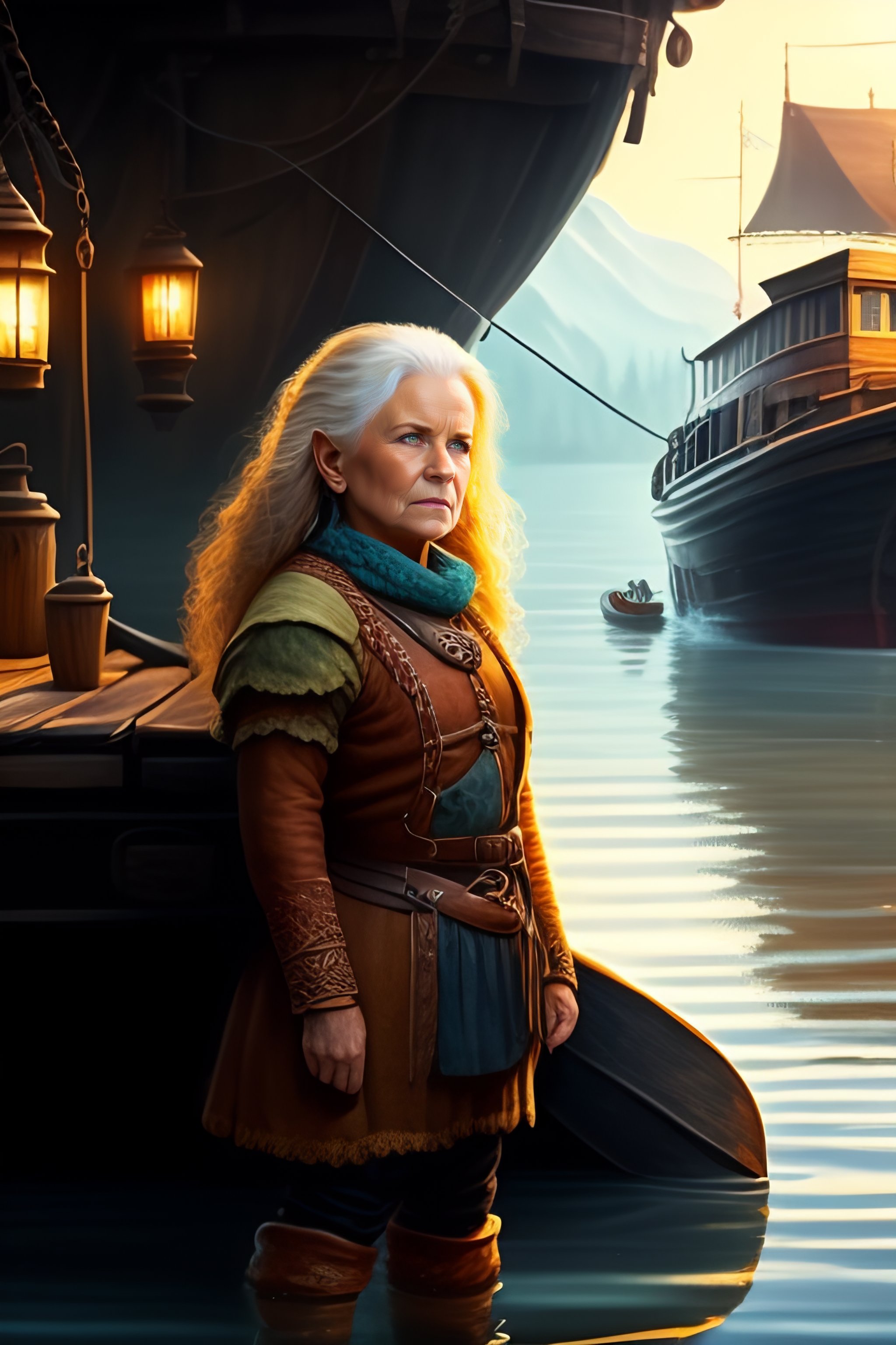 Lexica - An old female halfling on a river barge