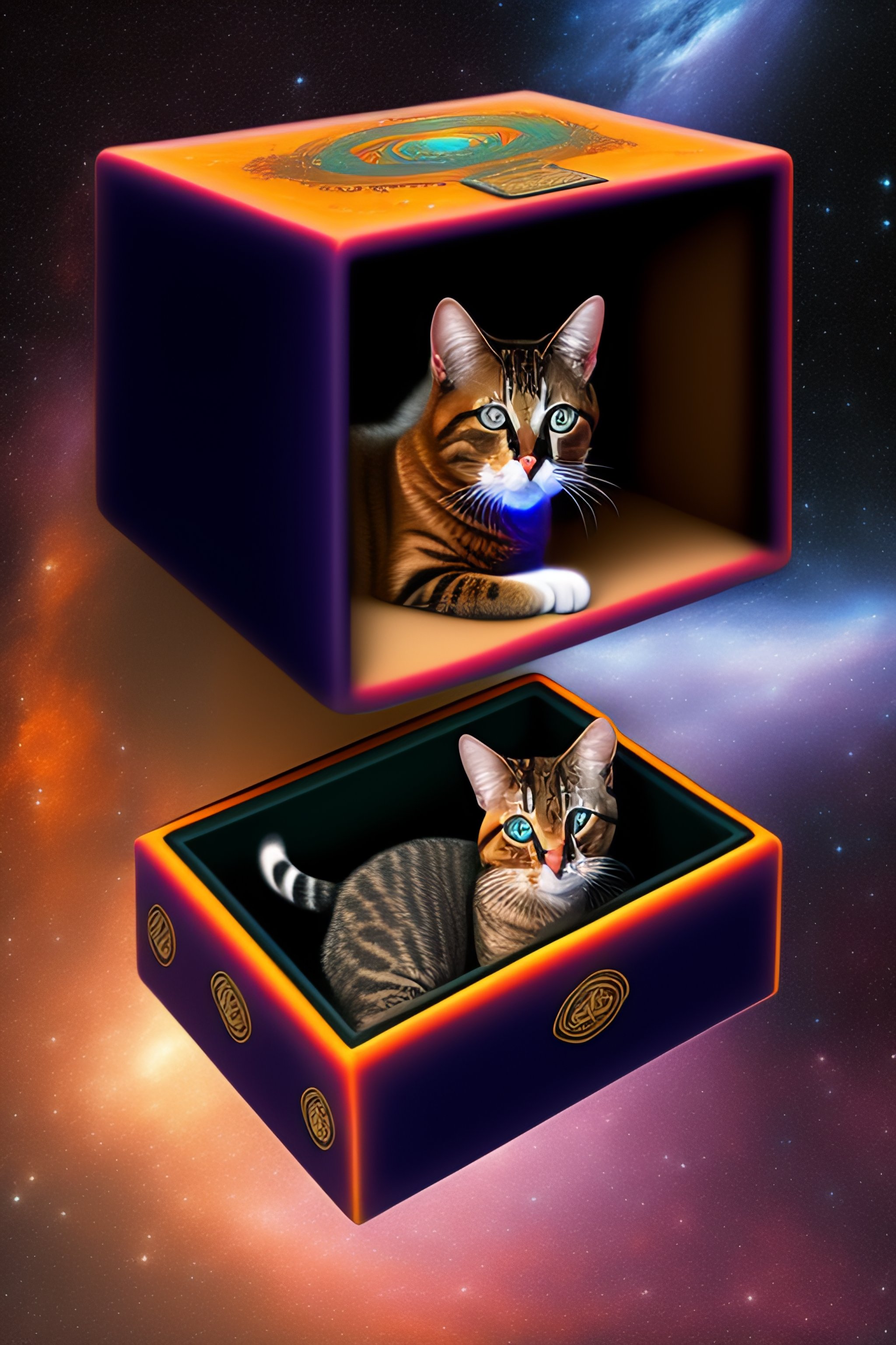 Lexica - Schrodinger cat in a galactic box by MC escher