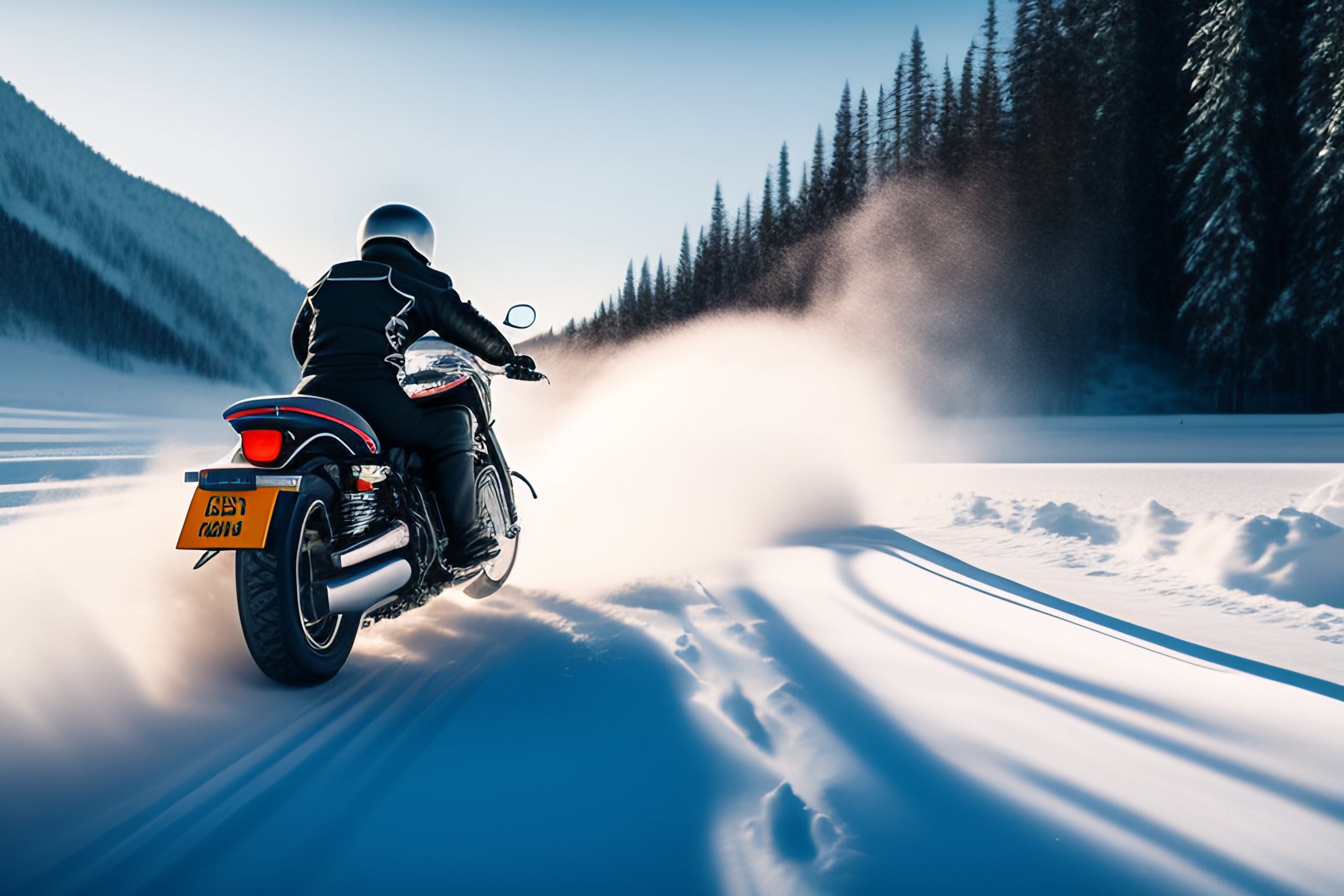 Lexica - Motorcycle speeding through snow