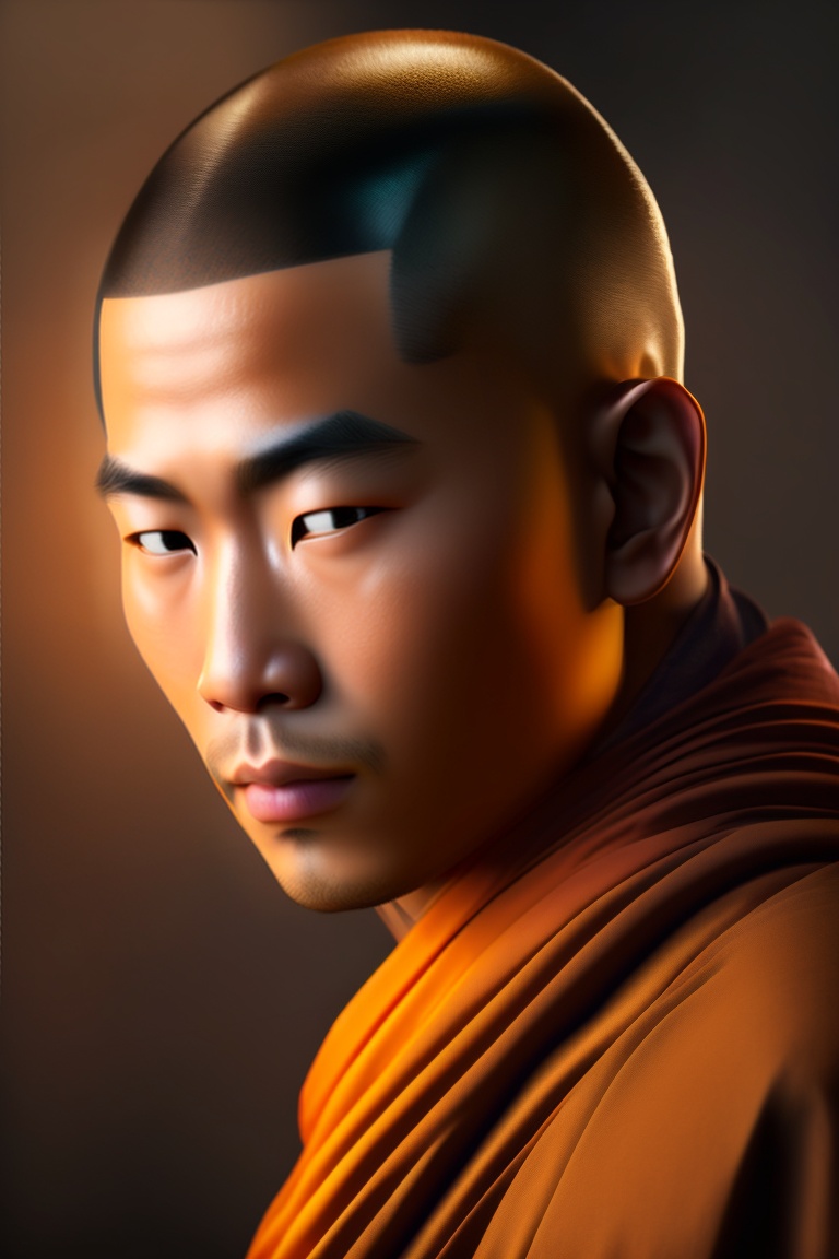 Lexica - A Buddhist monk looking into his soul, head and shoulder ...