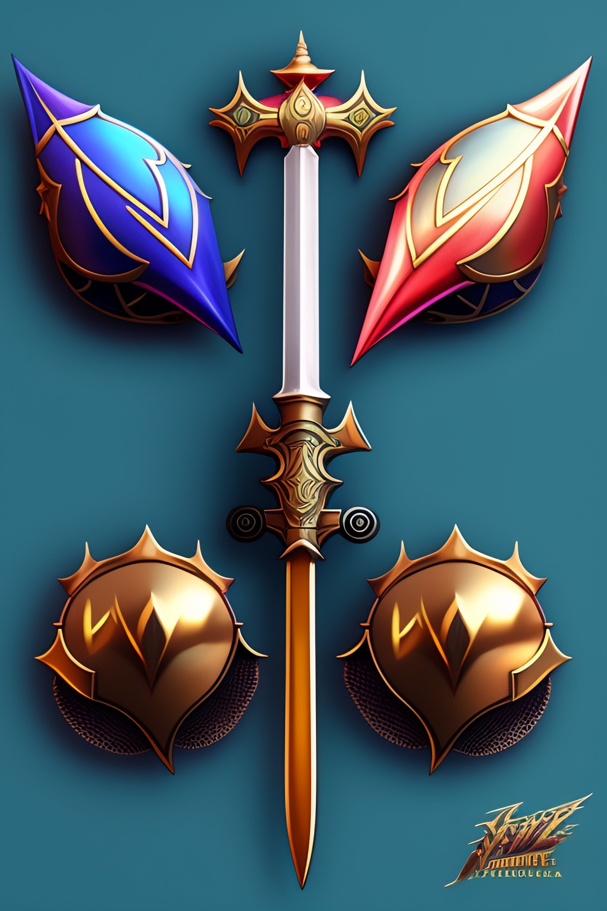 Lexica - Shovel knight swords concept art color full