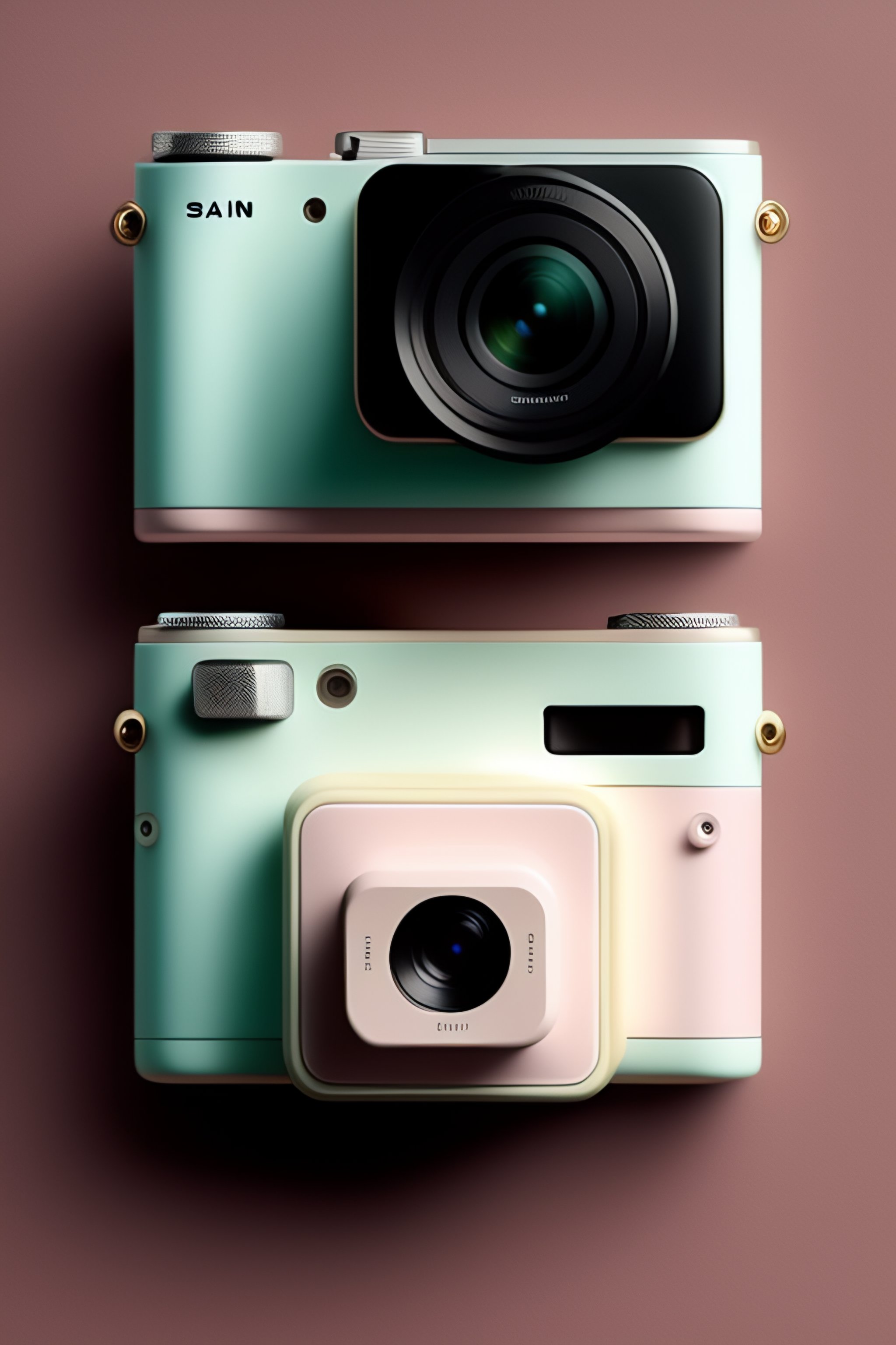 Lexica - Handheld pocket camera designed by Dieter Rams. Pastel colors.