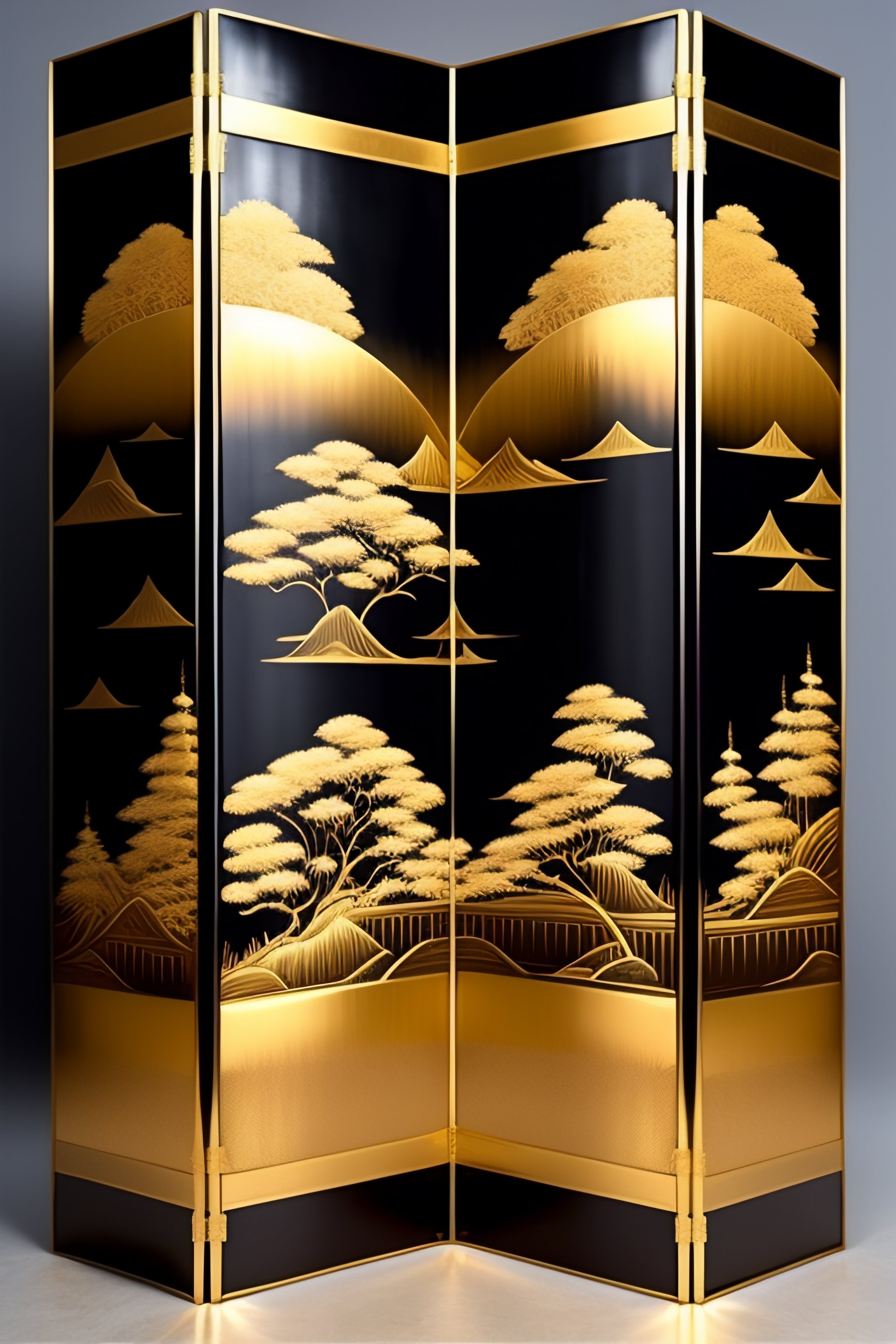 Lexica - Gold folding screen japanese in mrtaverse