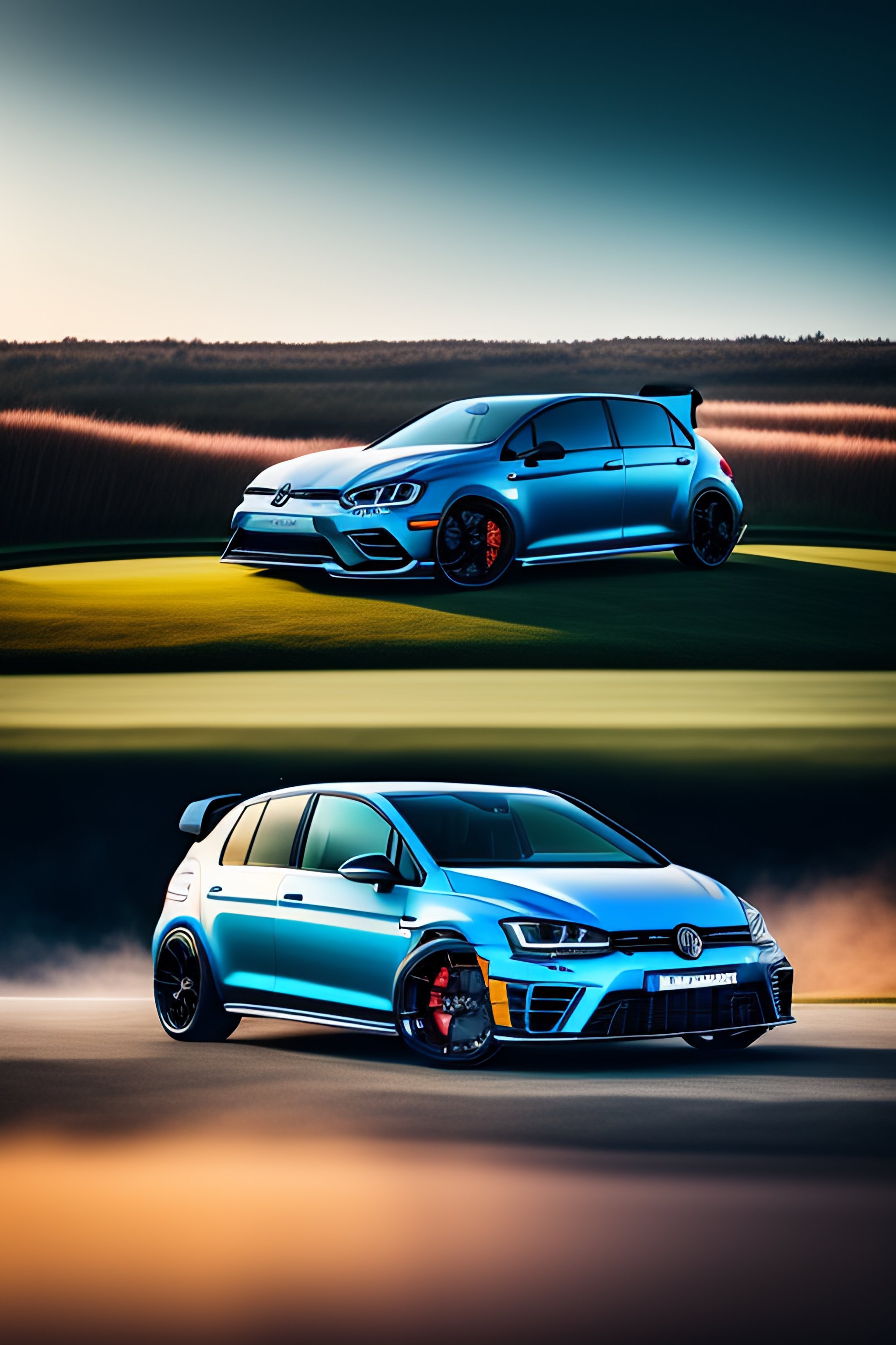 Lexica - A golf R driving in the sky