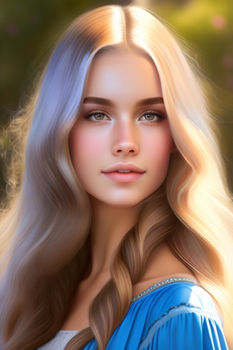 Lexica - Long blond hair, light tan, a few barely noticeable freckles ...